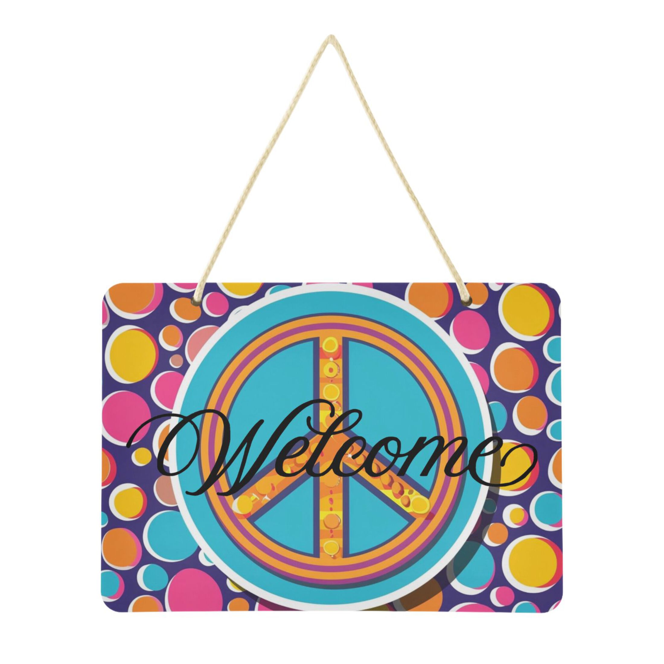 Peace Love Sign Welcome Sign Front Door PVC 14x10 inch Hanger Hello ...