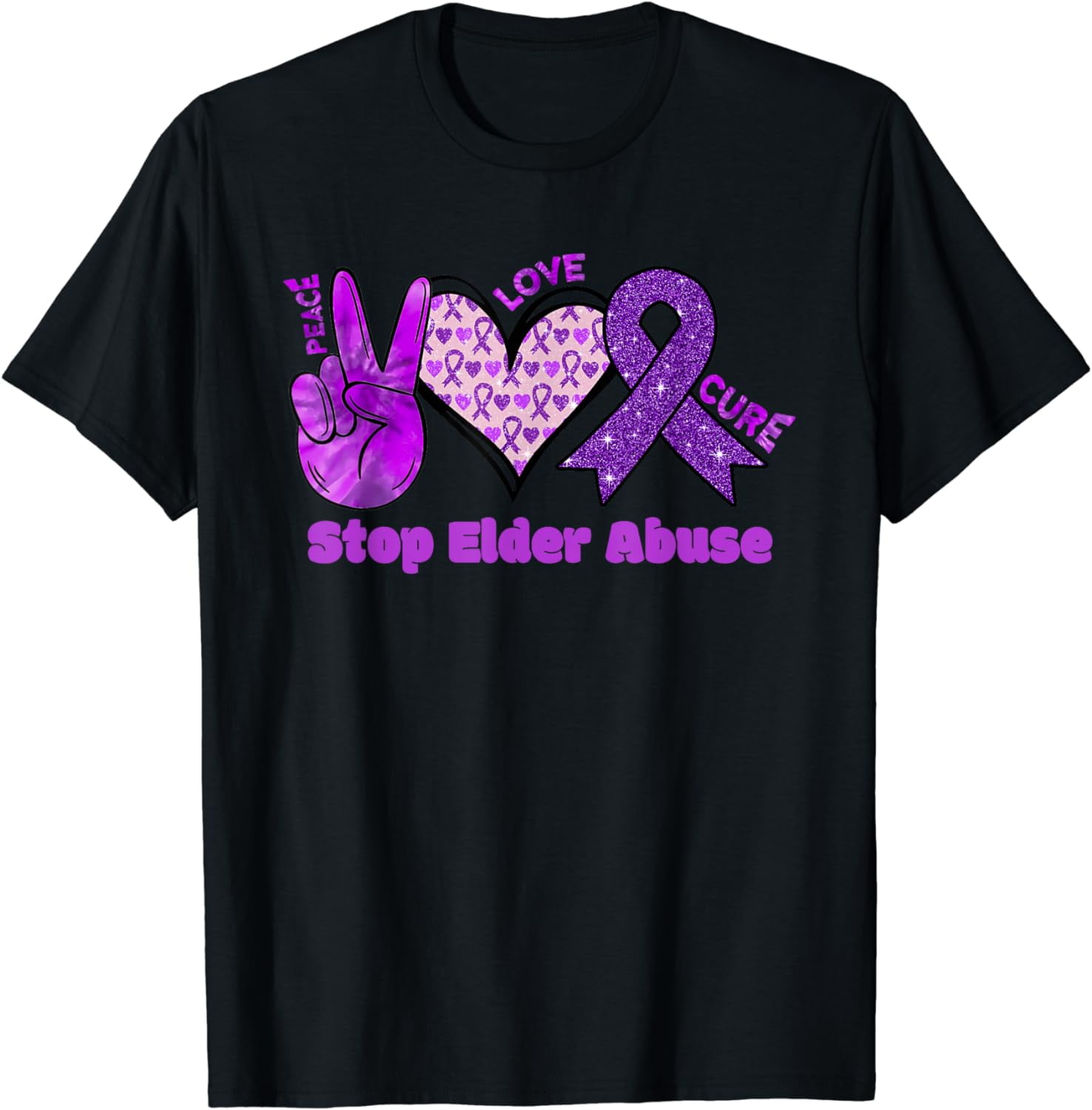 Peace Love Stop Elder Abuse: Awareness T-Shirt - Walmart.com