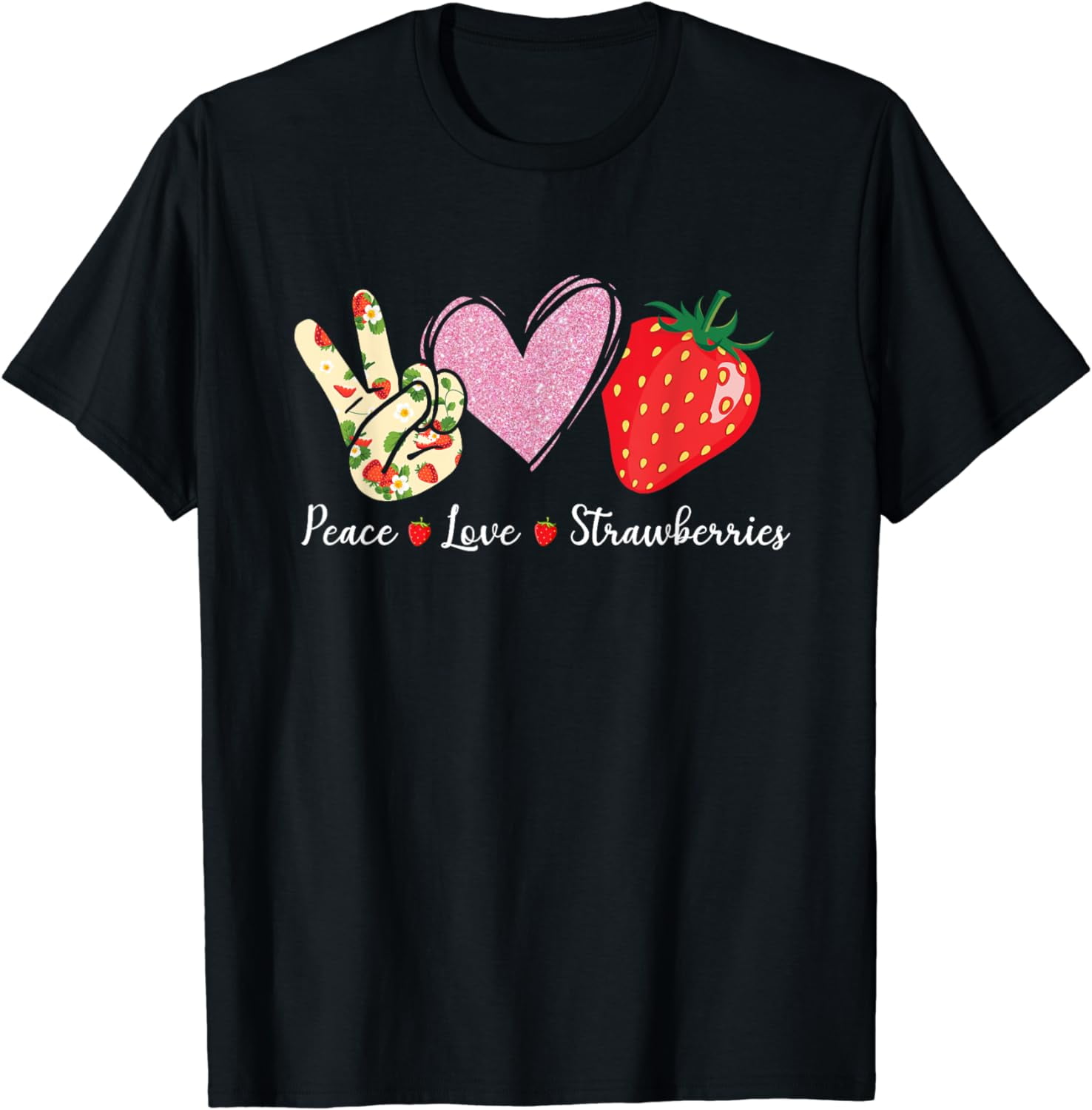 Peace Love Strawberry Farmer Strawberries Lover Berry Fruits T-Shirt ...
