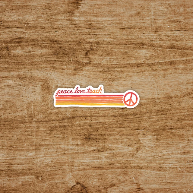 Peace Love Teach Retro Groovy 70S Style Teacher Sticker Decalphone ...