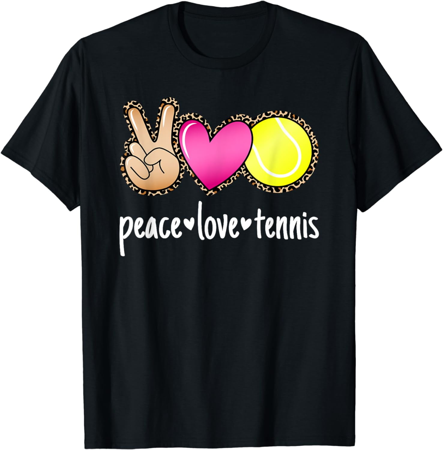 Peace Love Tennis Leopard Print Girls Women Tennis T-Shirt - Walmart.com