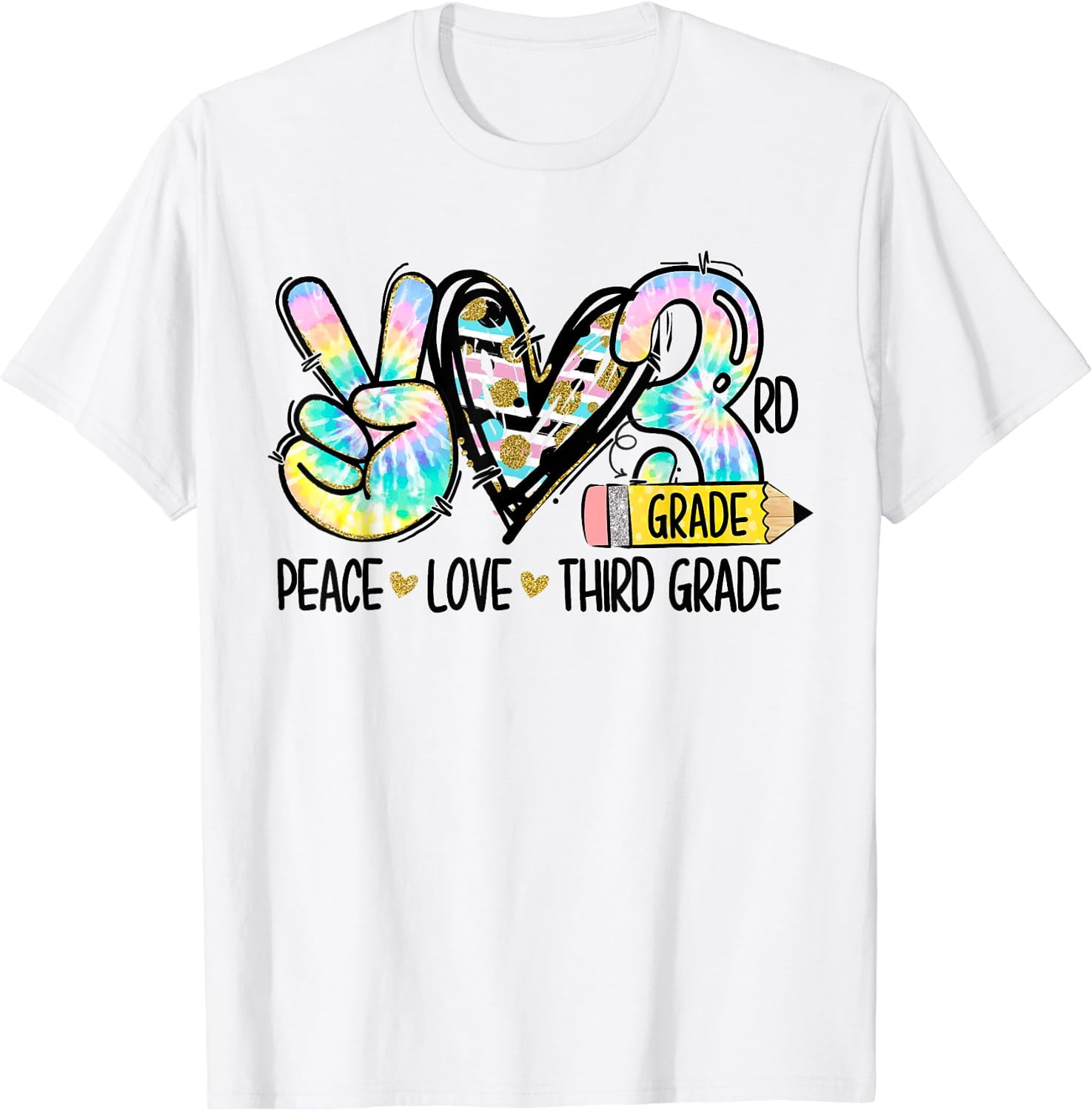 Peace Love Third Grade Funny Tie Dye Student Teacher T-Shirt - Walmart.com