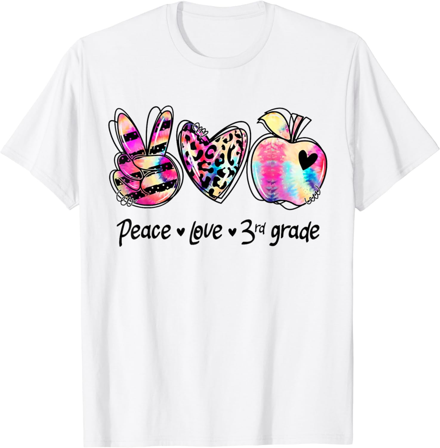 Peace Love Third Grade Teacher Girls Team 3rd Grade Tie Dye T-Shirt ...