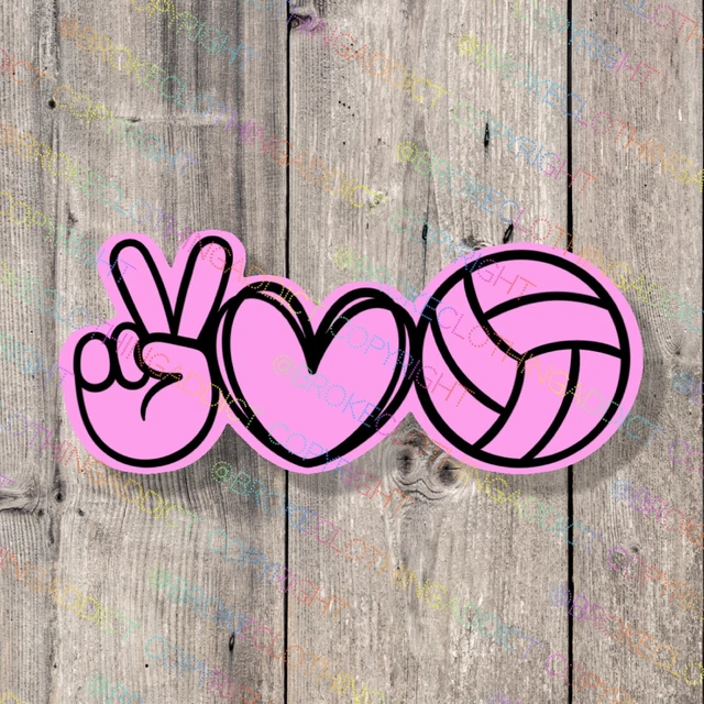 Peace Love Volleyball Vinyl Sticker Laptop Sticker Water Bottle Sticker ...