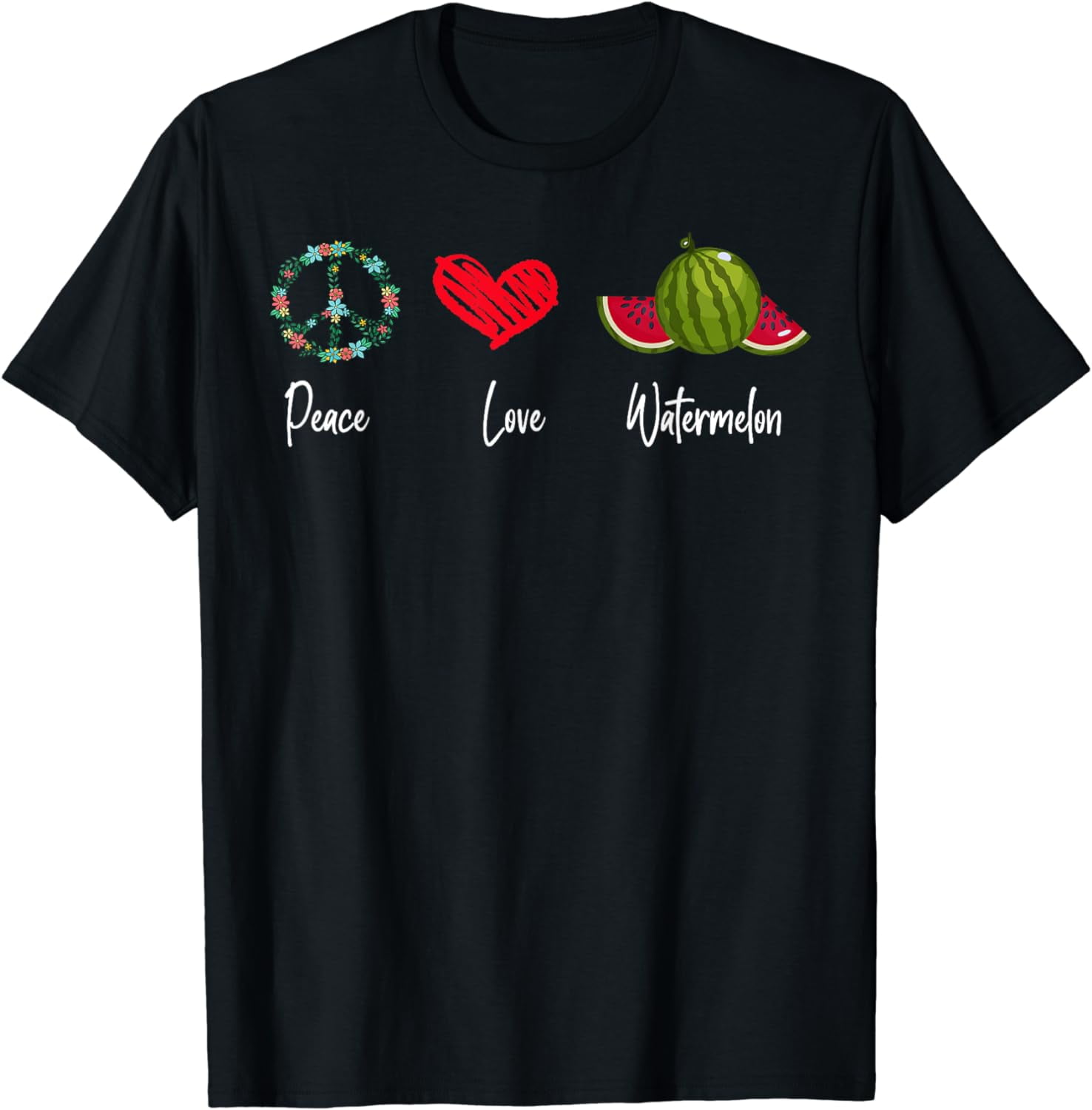 Peace Love Watermelon Funny Watermelons Fruit Lover Graphic T-Shirt ...