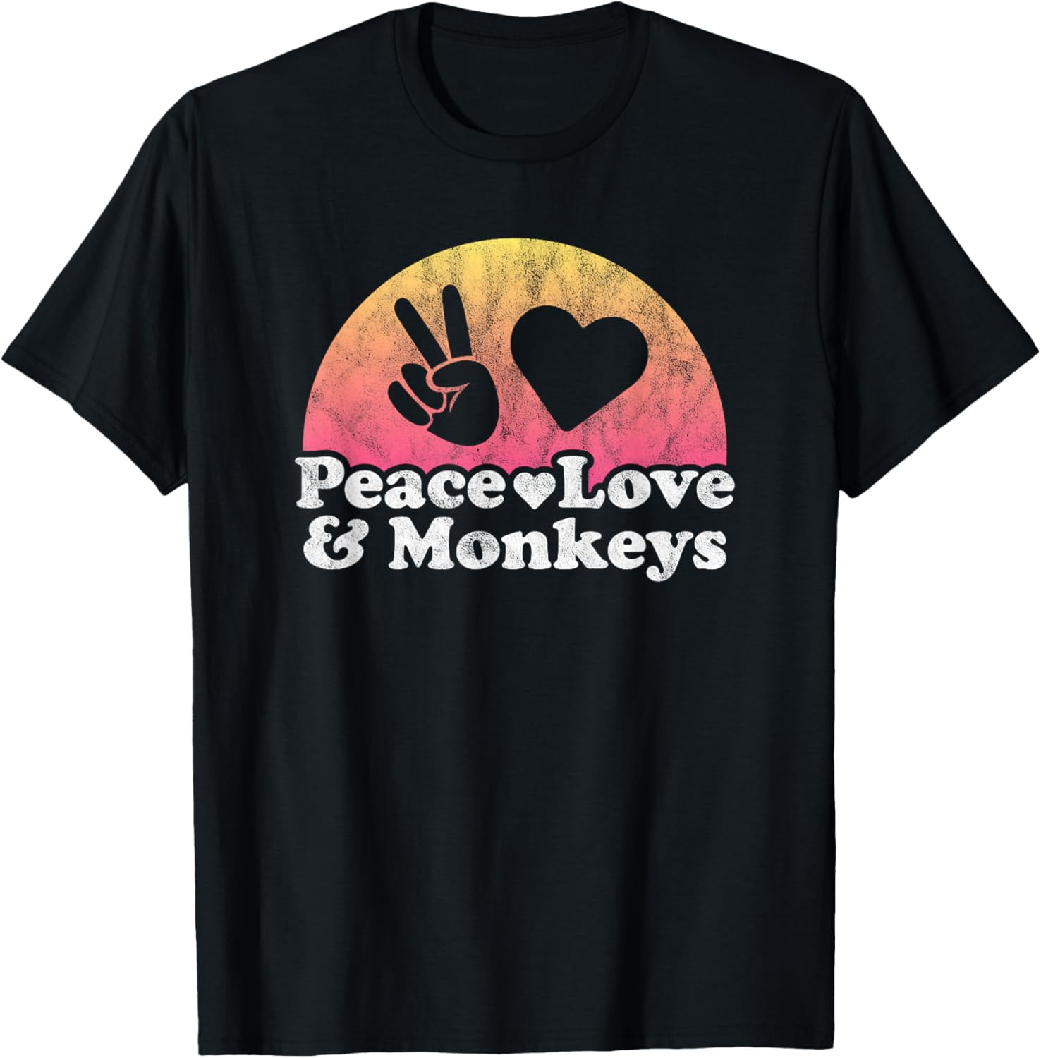 Peace Love and Monkeys Monkey T-Shirt - Walmart.com
