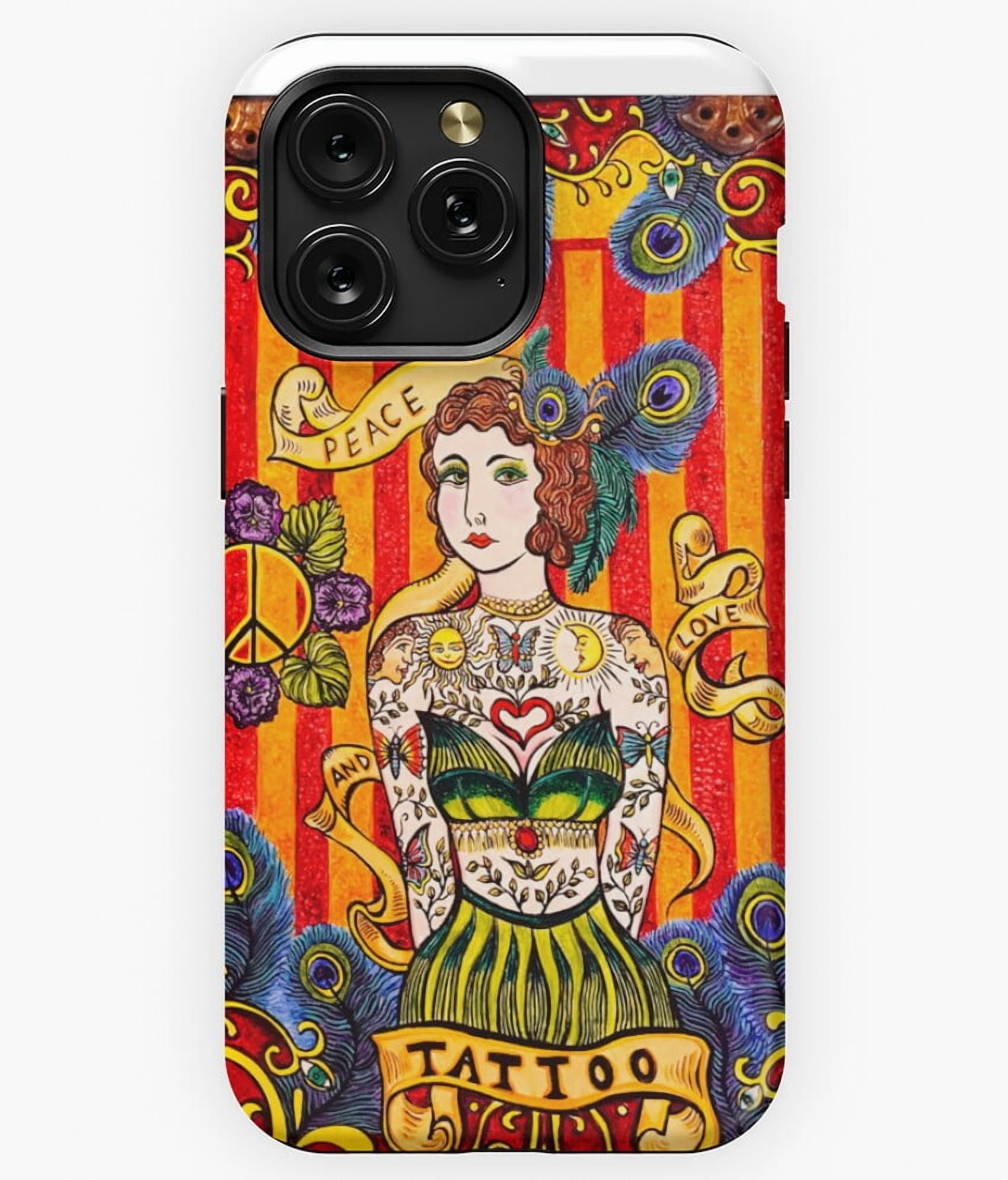 Peace Love and Tattoo Funny Ink Lover Hobby Quote A2669 Phone Case for iPhone 11 to 17 Pro Max ...