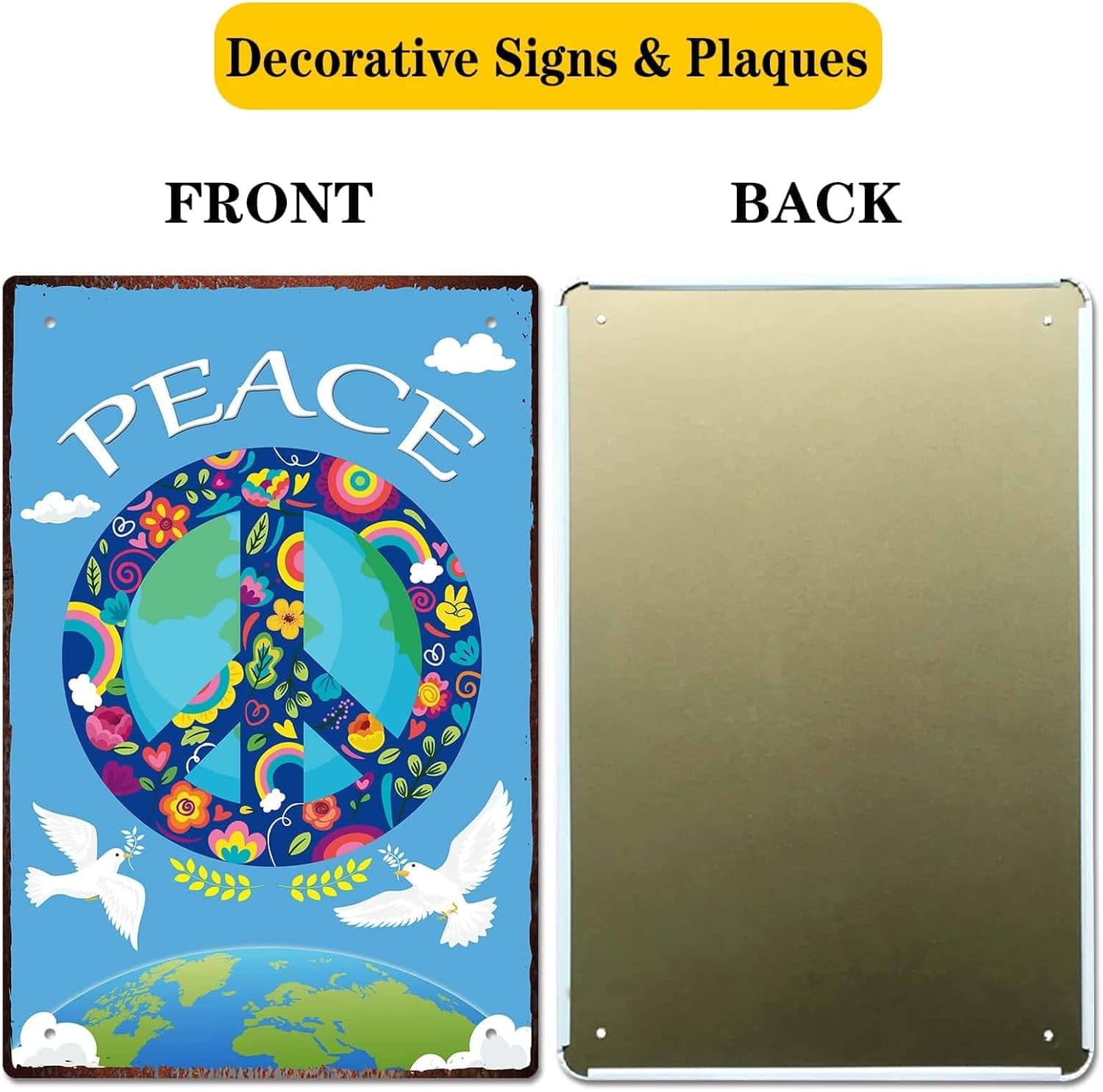 Peace Metal Sign, Tin Small Peace Sign Flag, World Peace Sign for ...