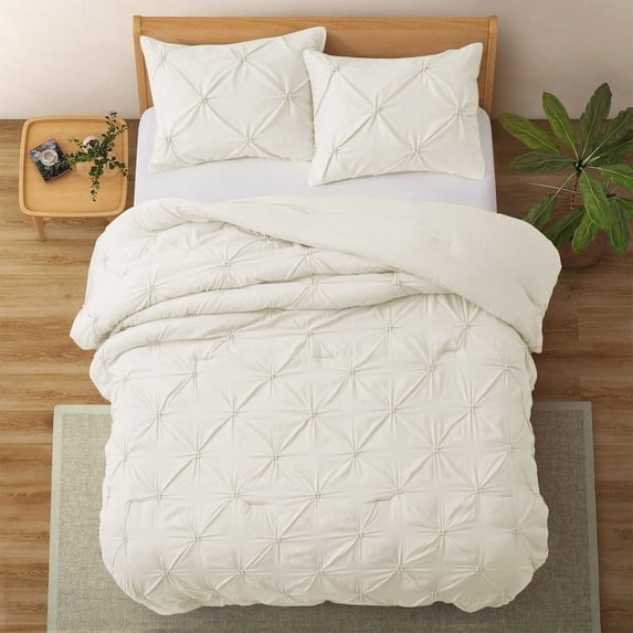 Peace Nest 3 Piece Pintuck Pinch Pleat Comforter Set, Bedding Set for ...