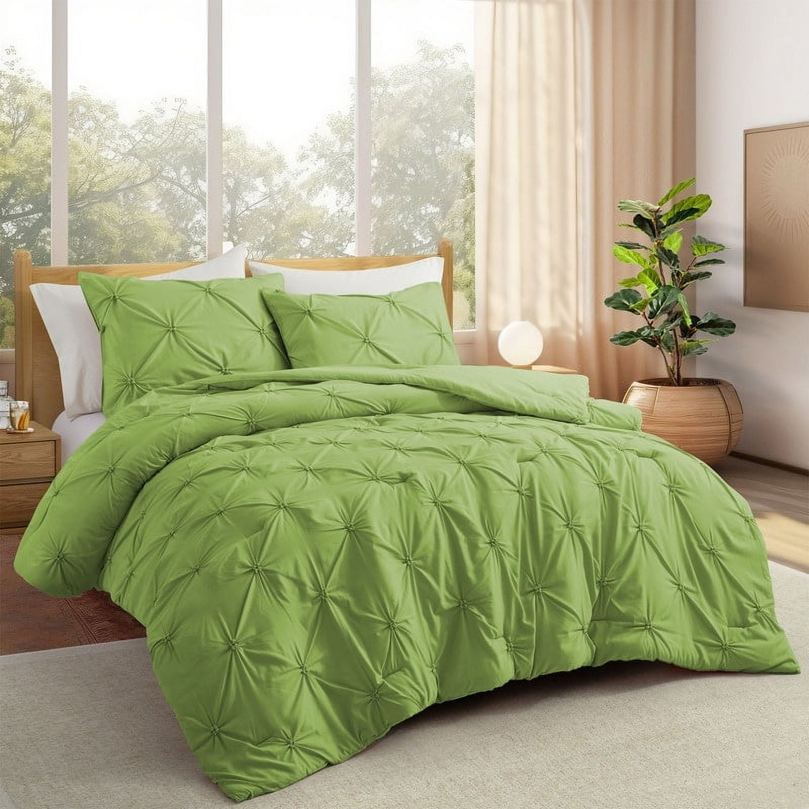 Peace Nest 3 Piece Pintuck Pinch Pleat Comforter Set, Bedding Set for ...