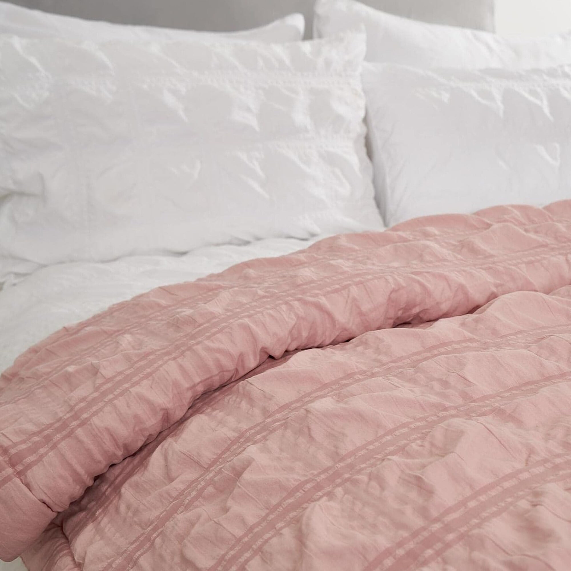 Peace Nest 3-Piece Seersucker Bubble Ruffled Chic Textured Comforter ...