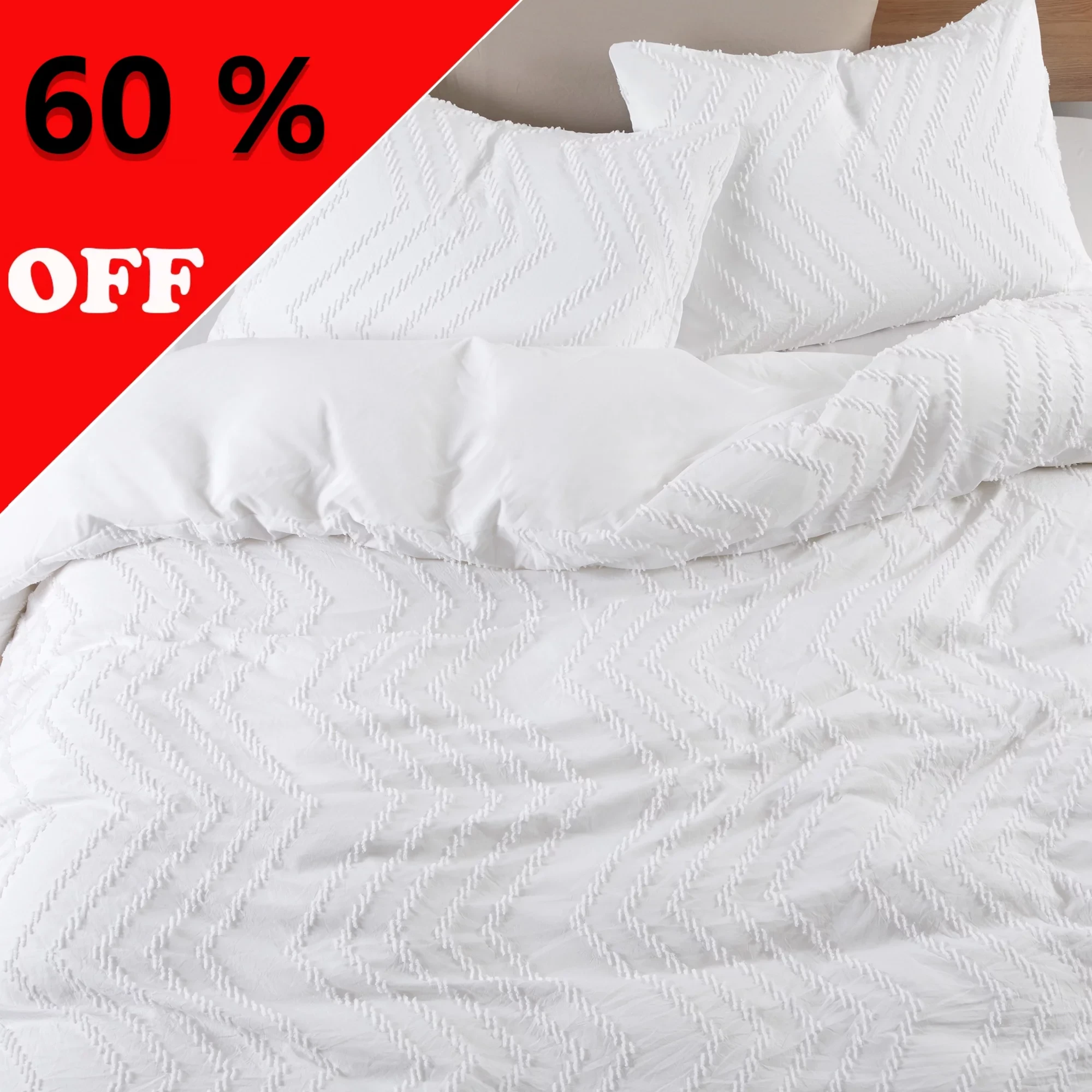 Peace Nest 3 Pieces Clipped Jacquard Geometric Tufted Duvet Covers ...