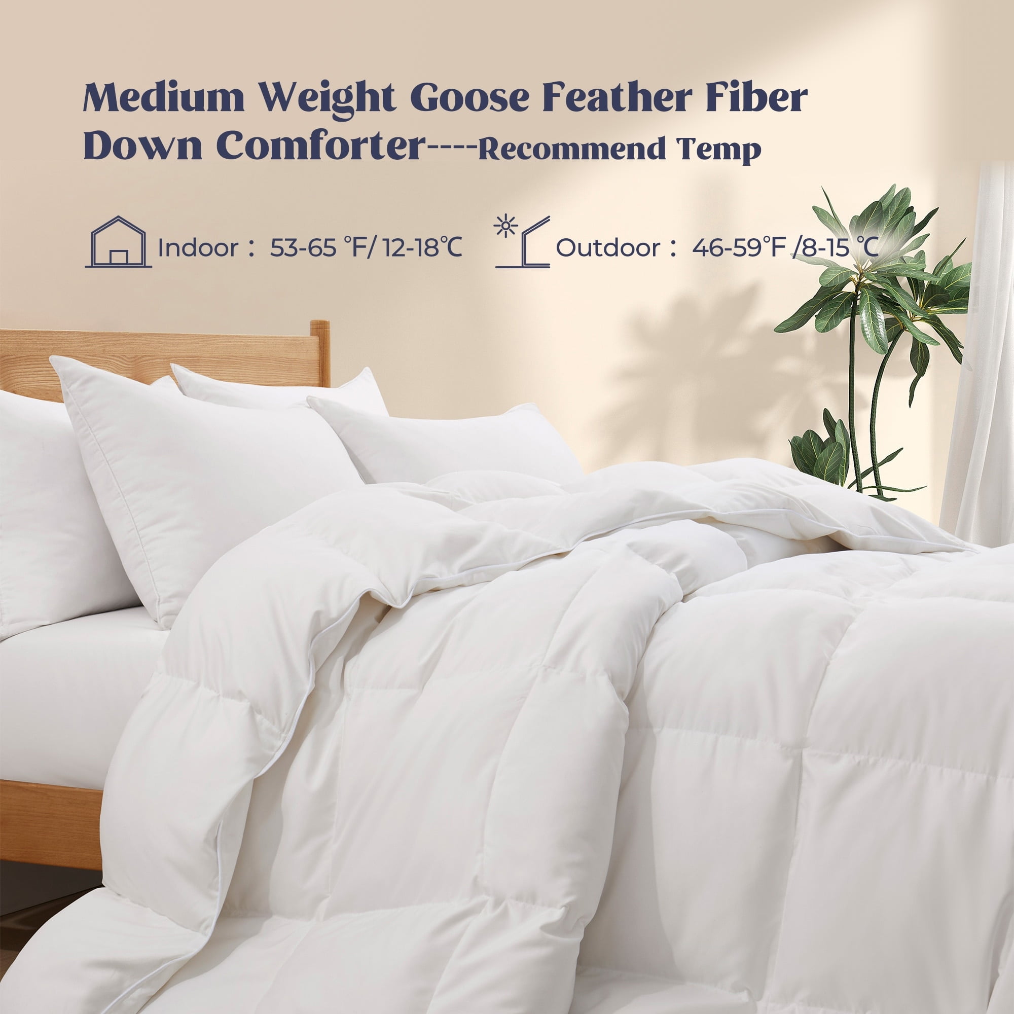 Peace Nest Lightweight All Season White Goose Feather Down Comforter ...