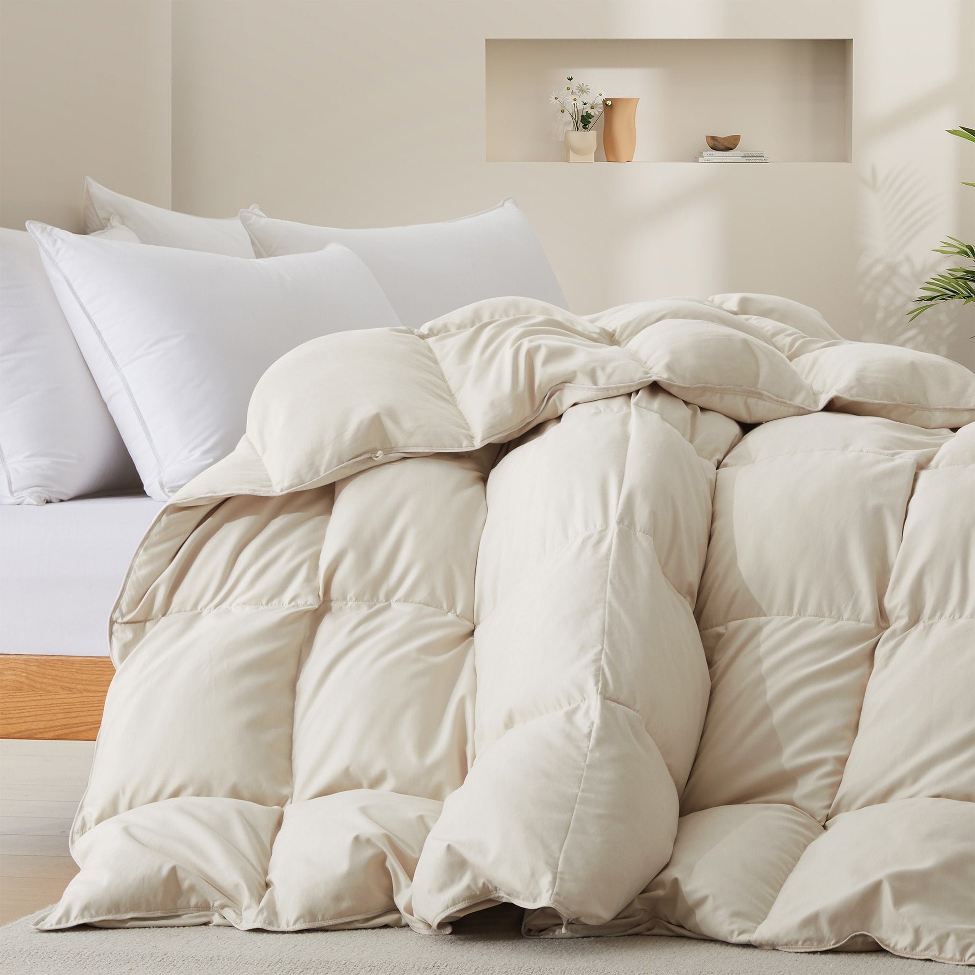 Peace Nest All Season White Goose Feather Fiber & Down Duvet Comforter ...