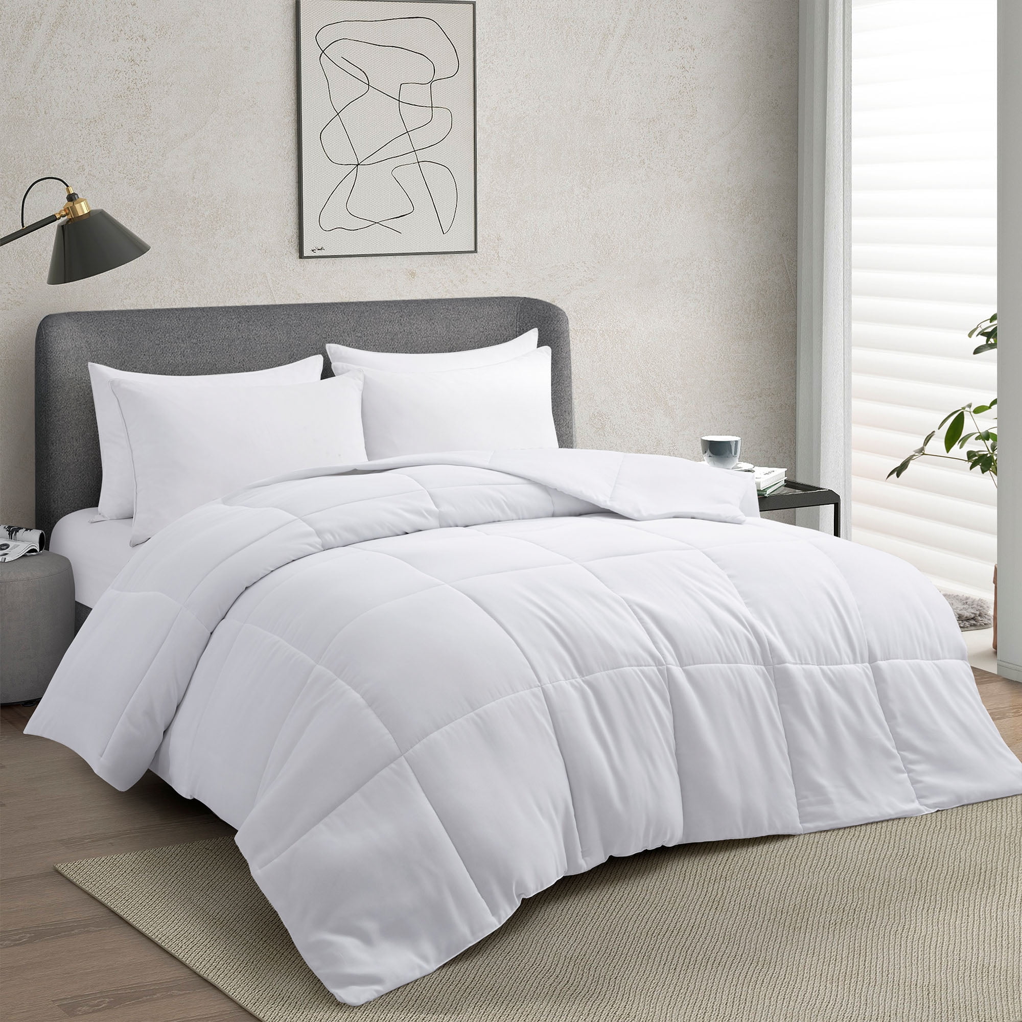 Peace Nest All season Soft Solid Quilted Down Alternative Comforter ...