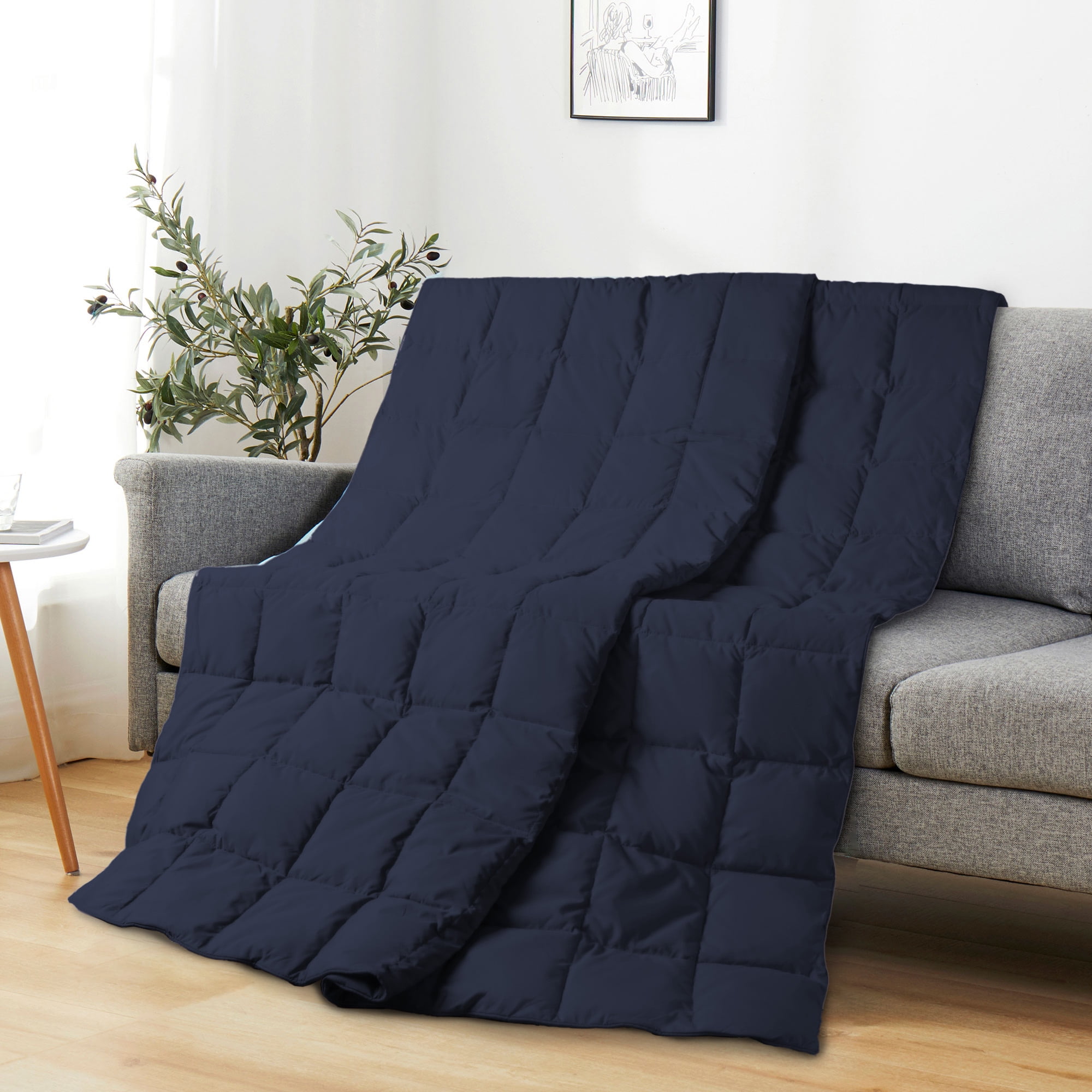 Peace Nest Compact 2-in-1 Packable Throw Blanket and Pillow Set, Navy ...