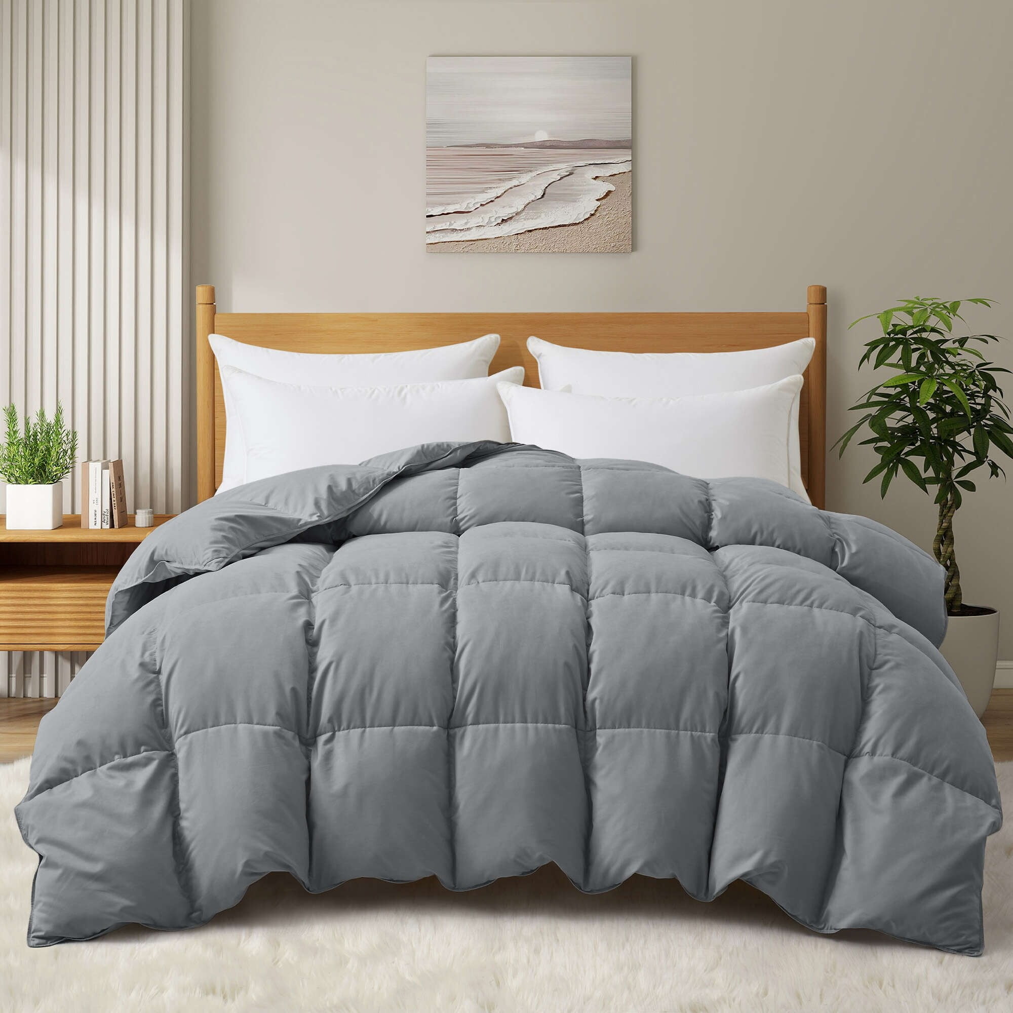 Peace Nest Medium Warmth All Season White Goose Feather Down Comforter ...