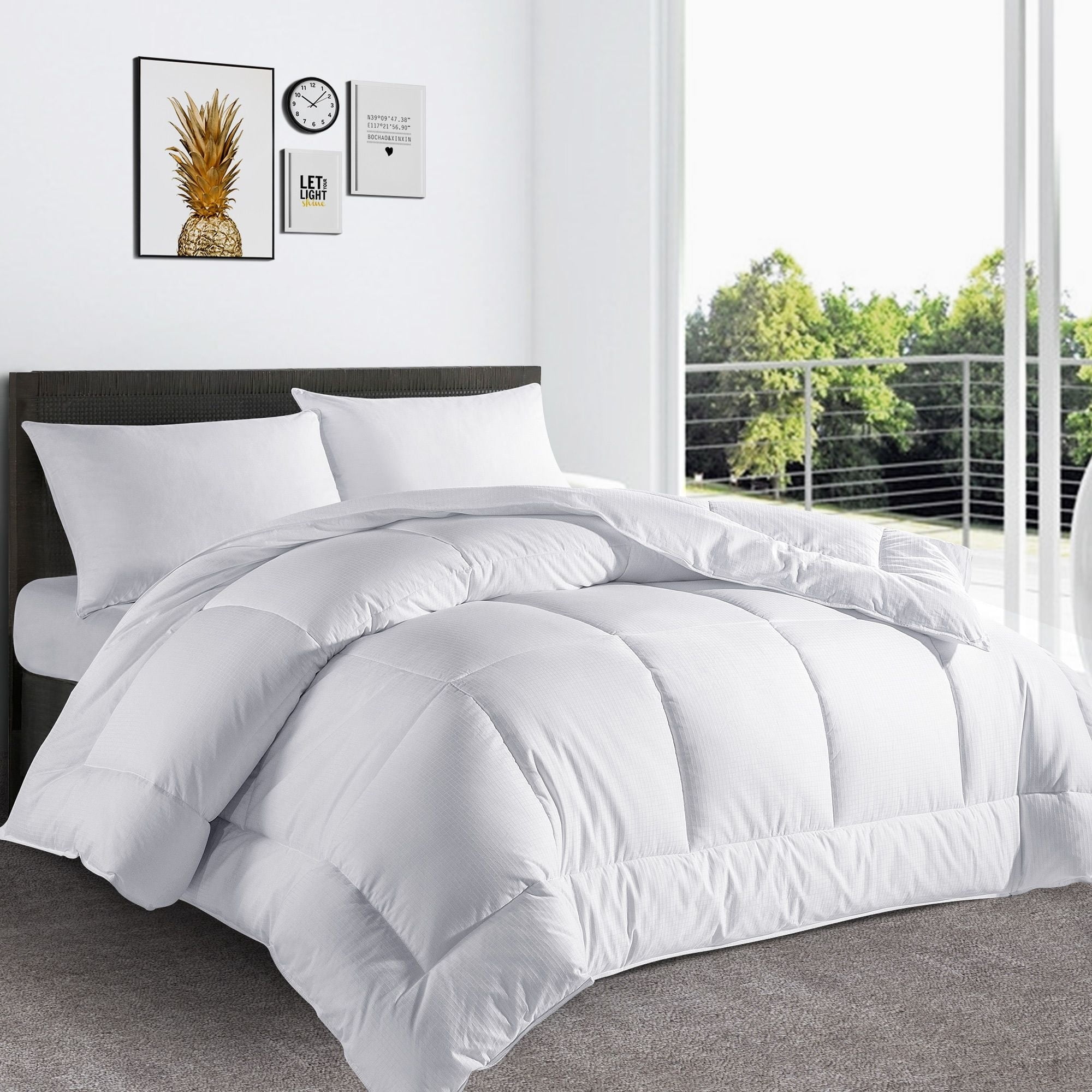 Peace Nest Year Round Down Alternative Duvet Comforter with Jacquard Cover Grid Twin - Walmart.com