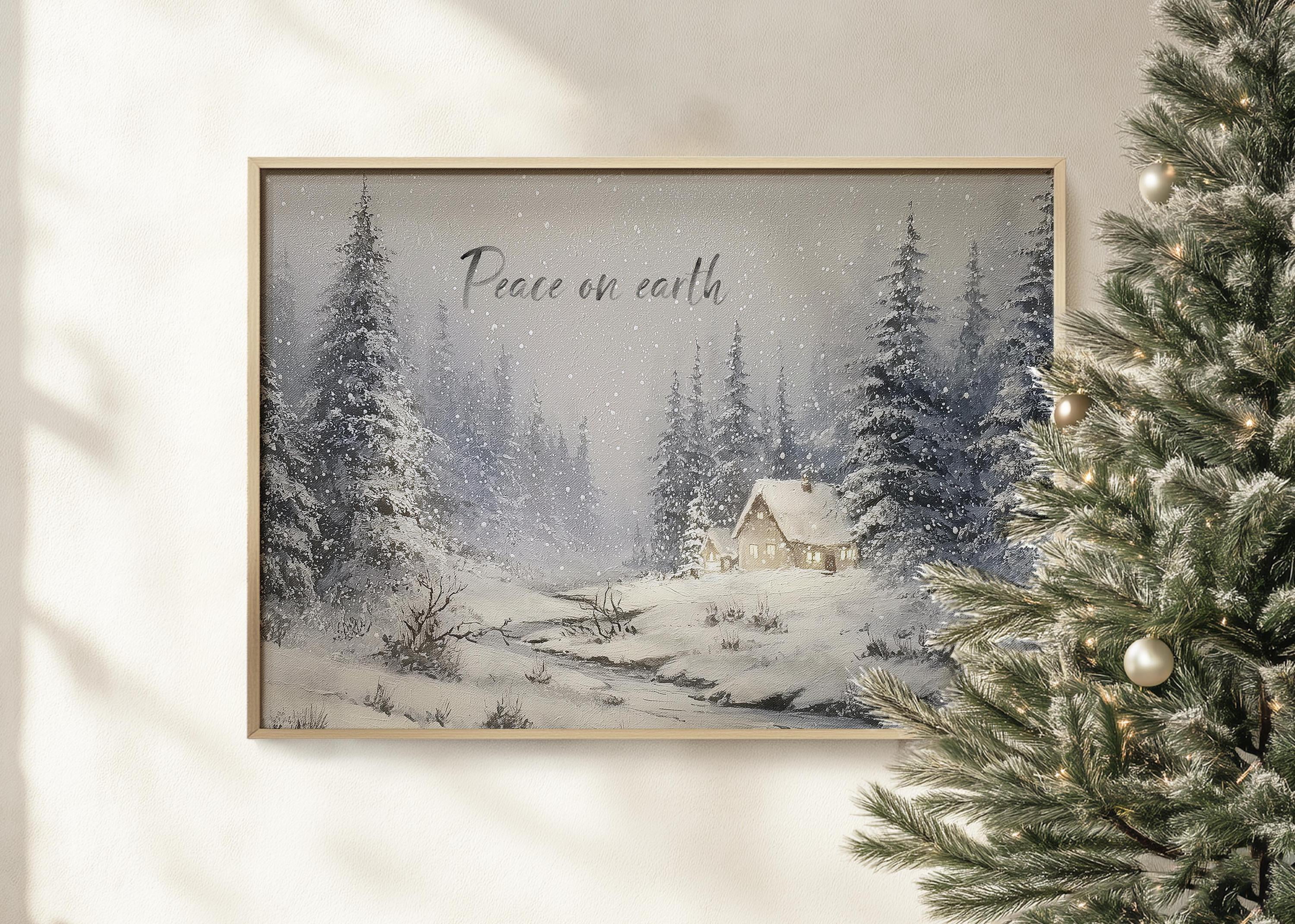 Peace On Earth Kristmas Wall Art, Christian Winter Wonderland Snowy ...