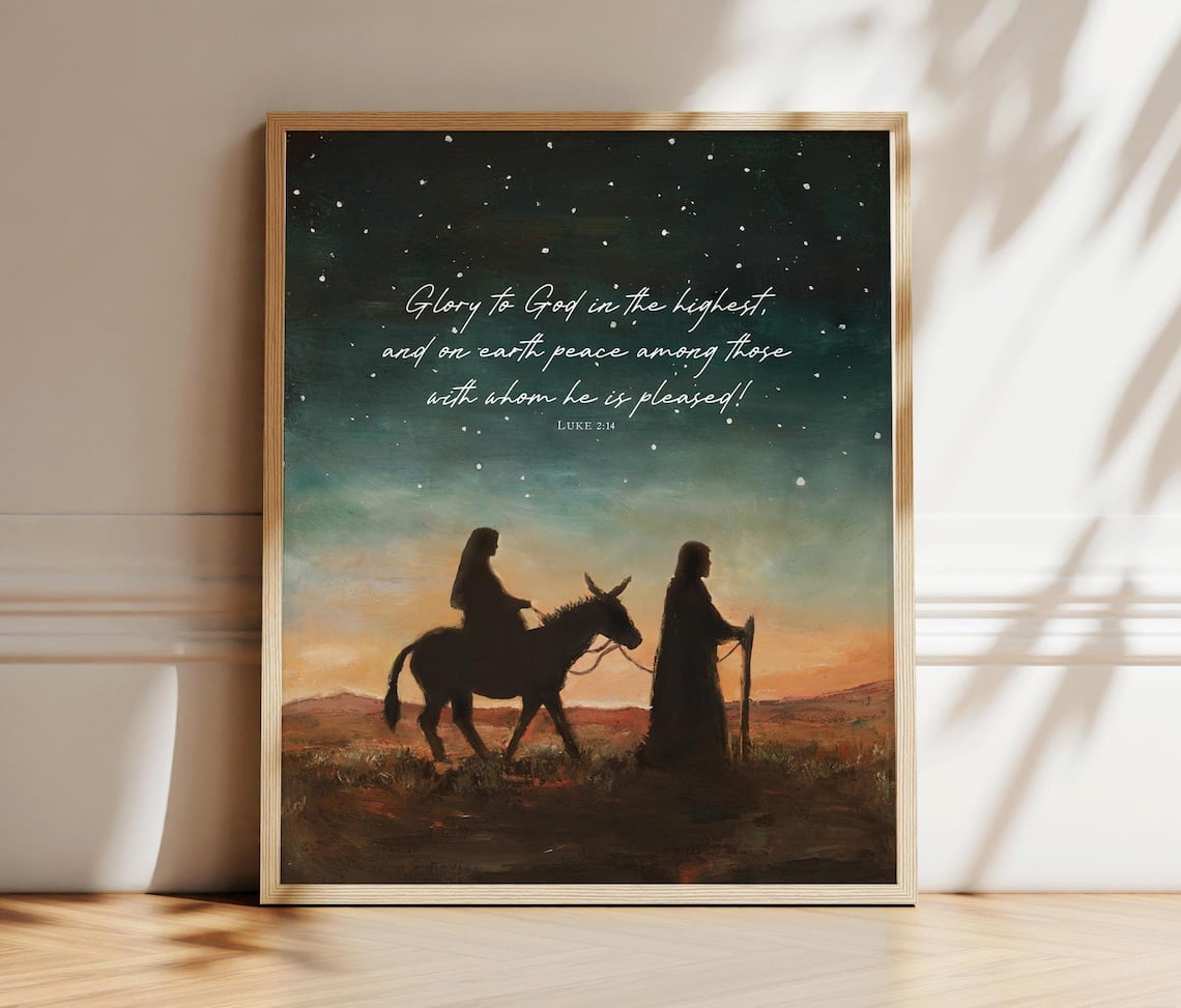 Peace On Earth Nativity Art, Luke 2:14 Print, Glory To God In The ...