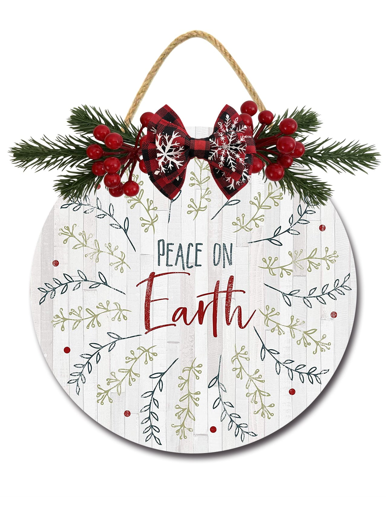 Peace On Earth Sign for Front Door Hanging Seasons Sign Outdoor Rustic ...