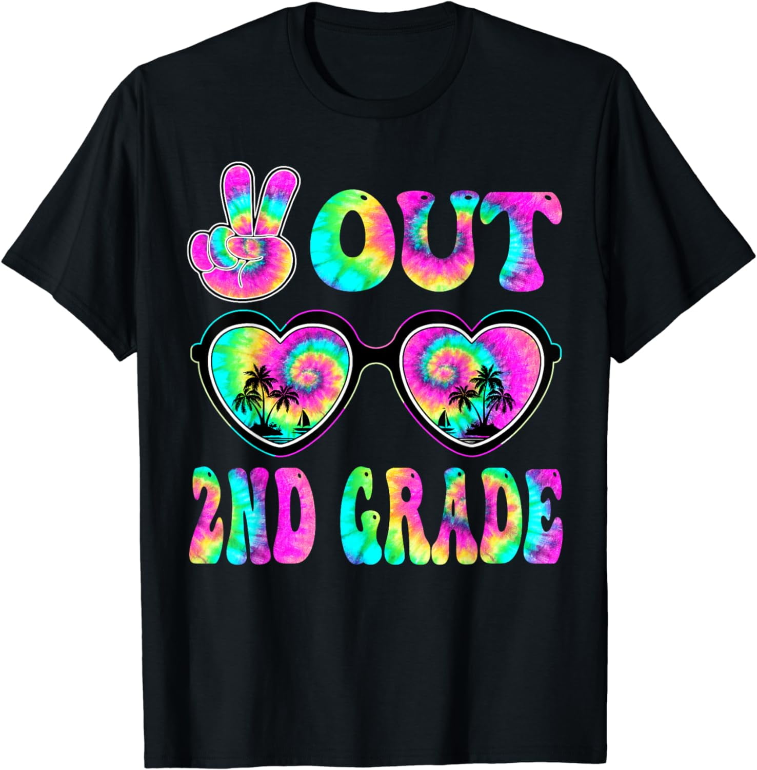 Peace Out 2nd Second Grade Happy Last Day Of School Tie Dye T-Shirt ...