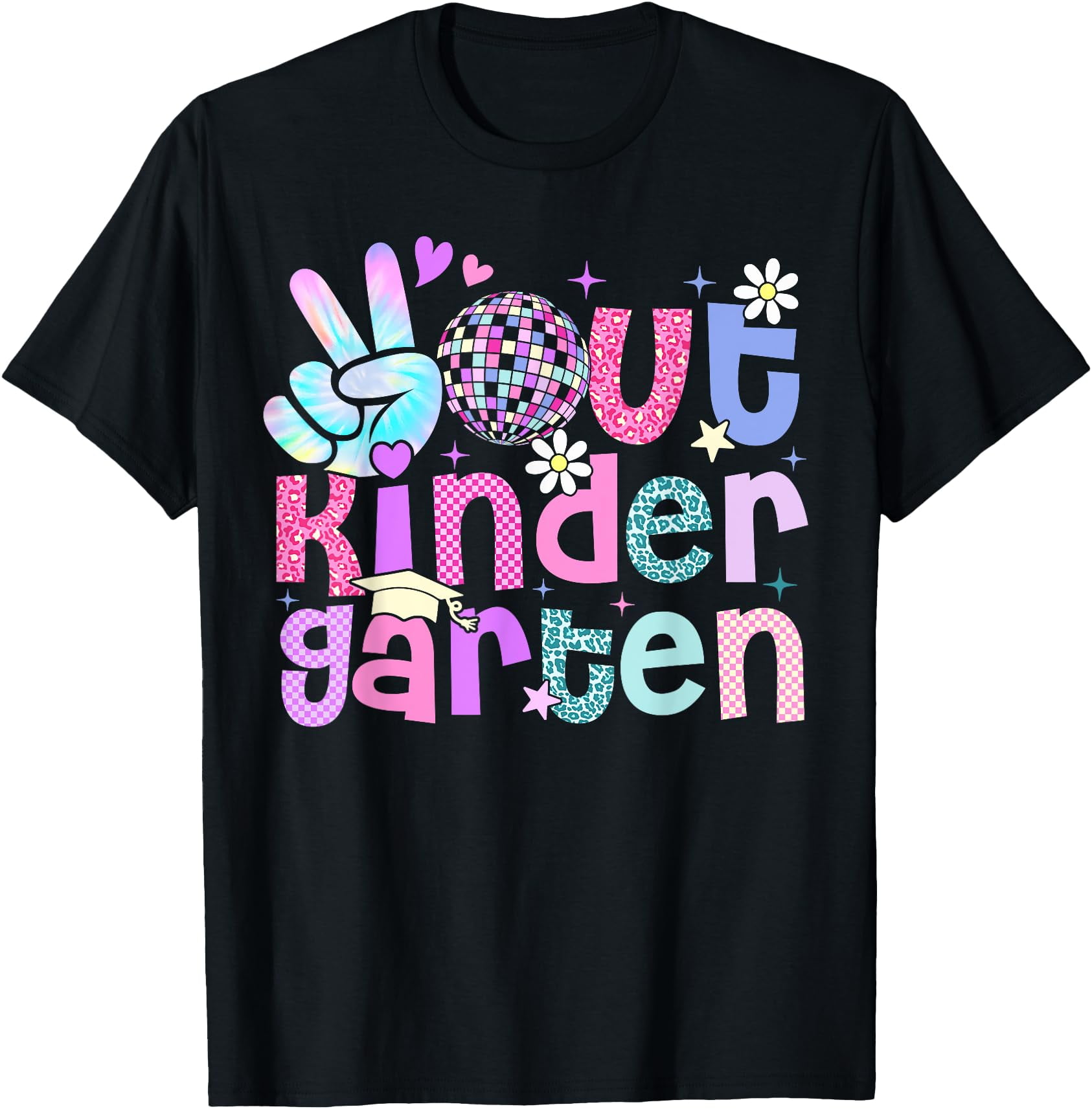 Peace Out Kindergarten Last Day Of Kindergarten Leopard T-Shirt,Black ...