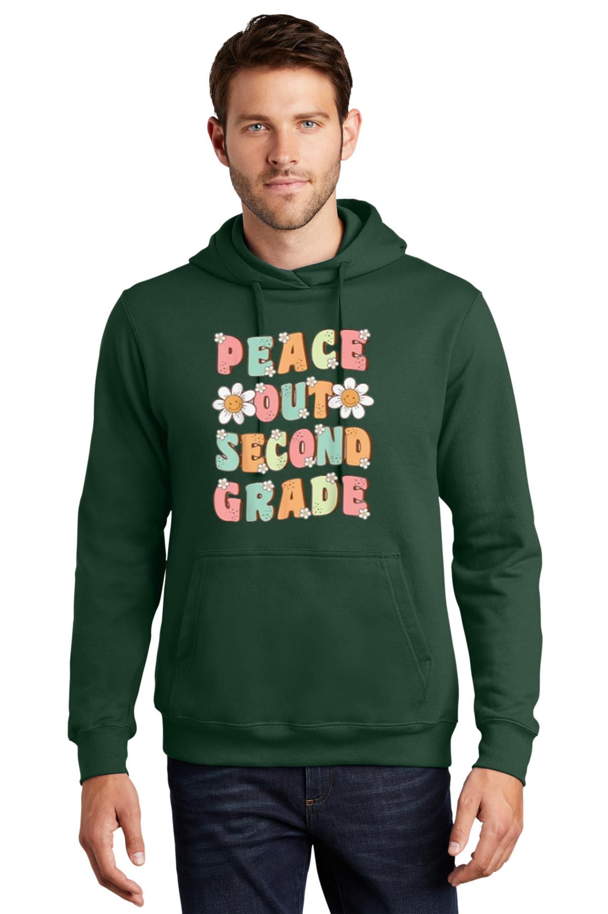 Peace Out Second Grade Hoodie Cute Groovy Last Day School Kids Look up ...