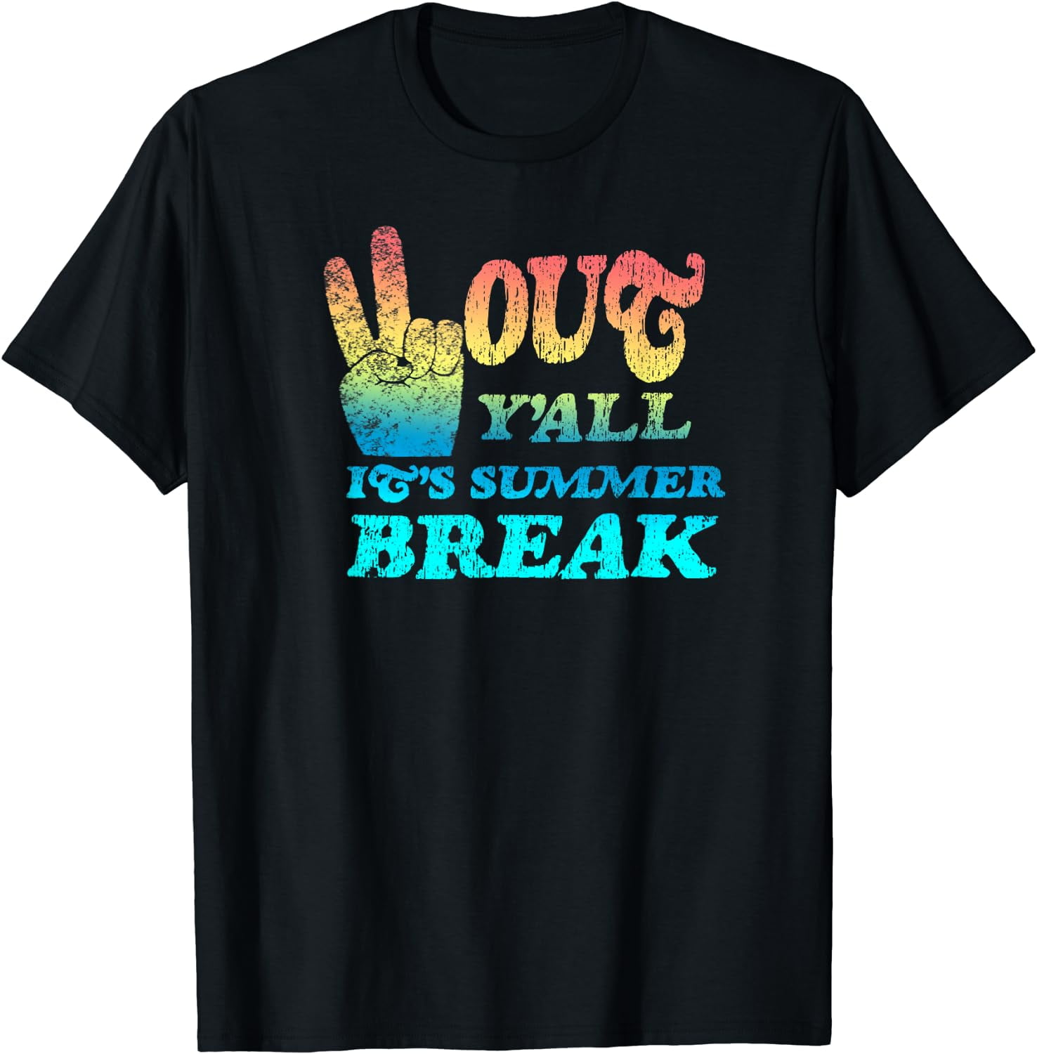 Peace Out Y'all It's summer break T-Shirt Black - Walmart.com