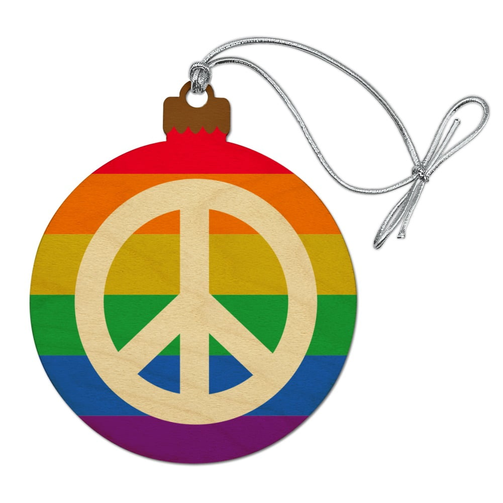 Peace Rainbow LGBTQ Symbol Wood Christmas Tree Holiday Ornament ...