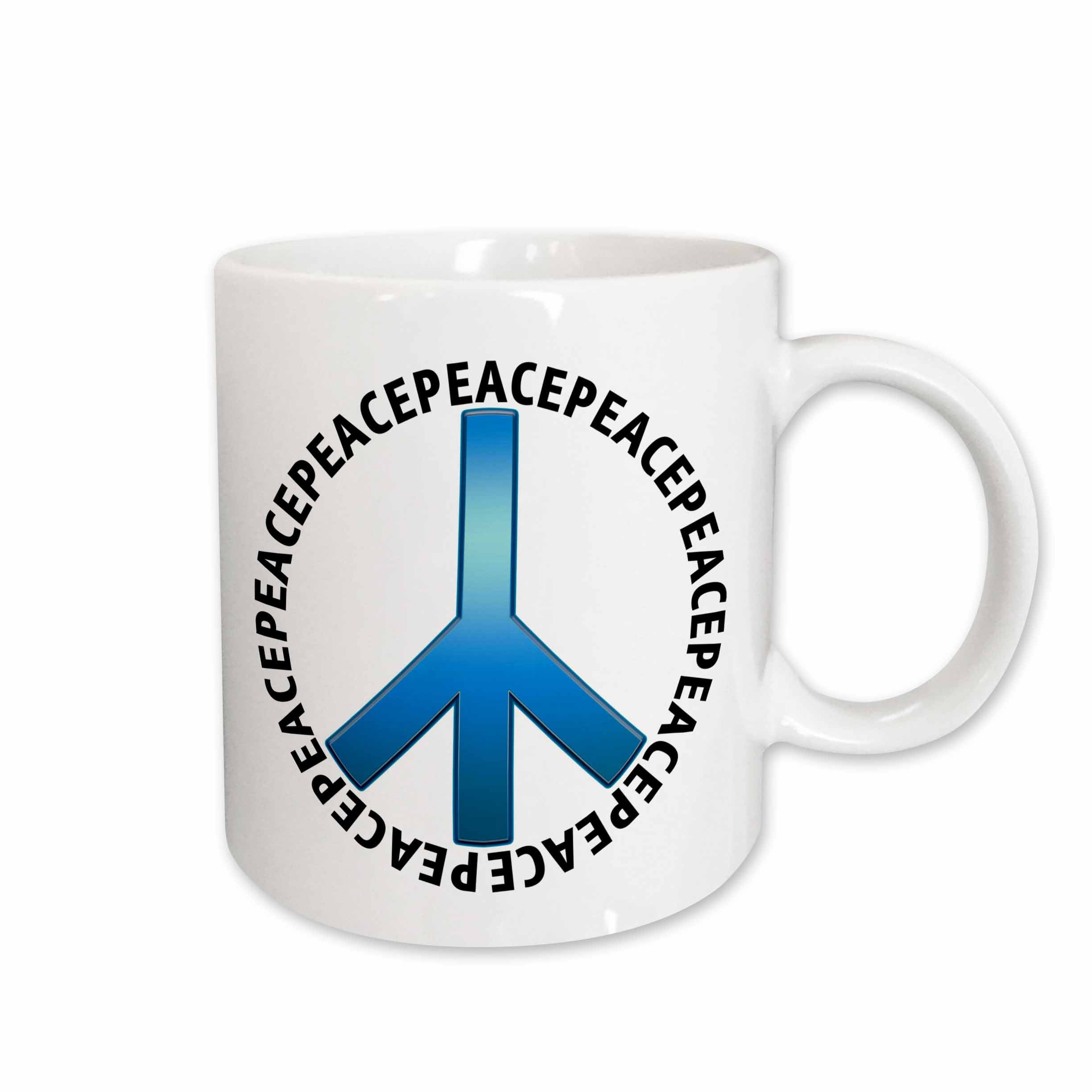 3dRose, Peace Sign 1 shows a blue peace sign with peace text repeating ...