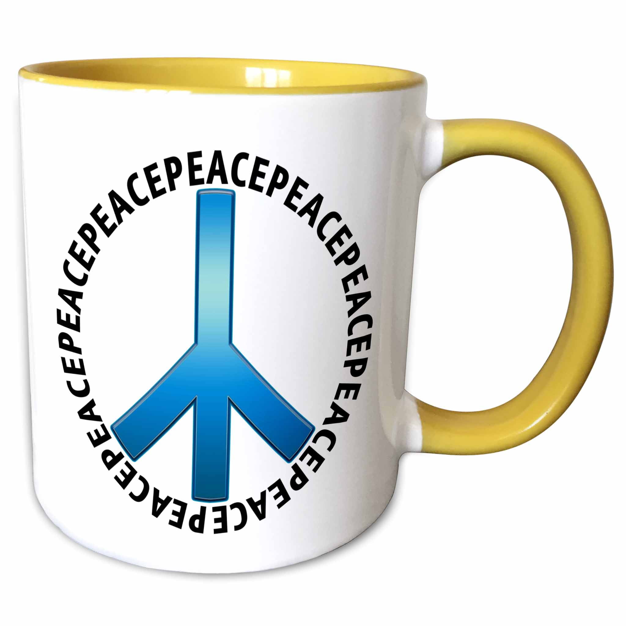 3dRose, Peace Sign 1 shows a blue peace sign with peace text repeating ...