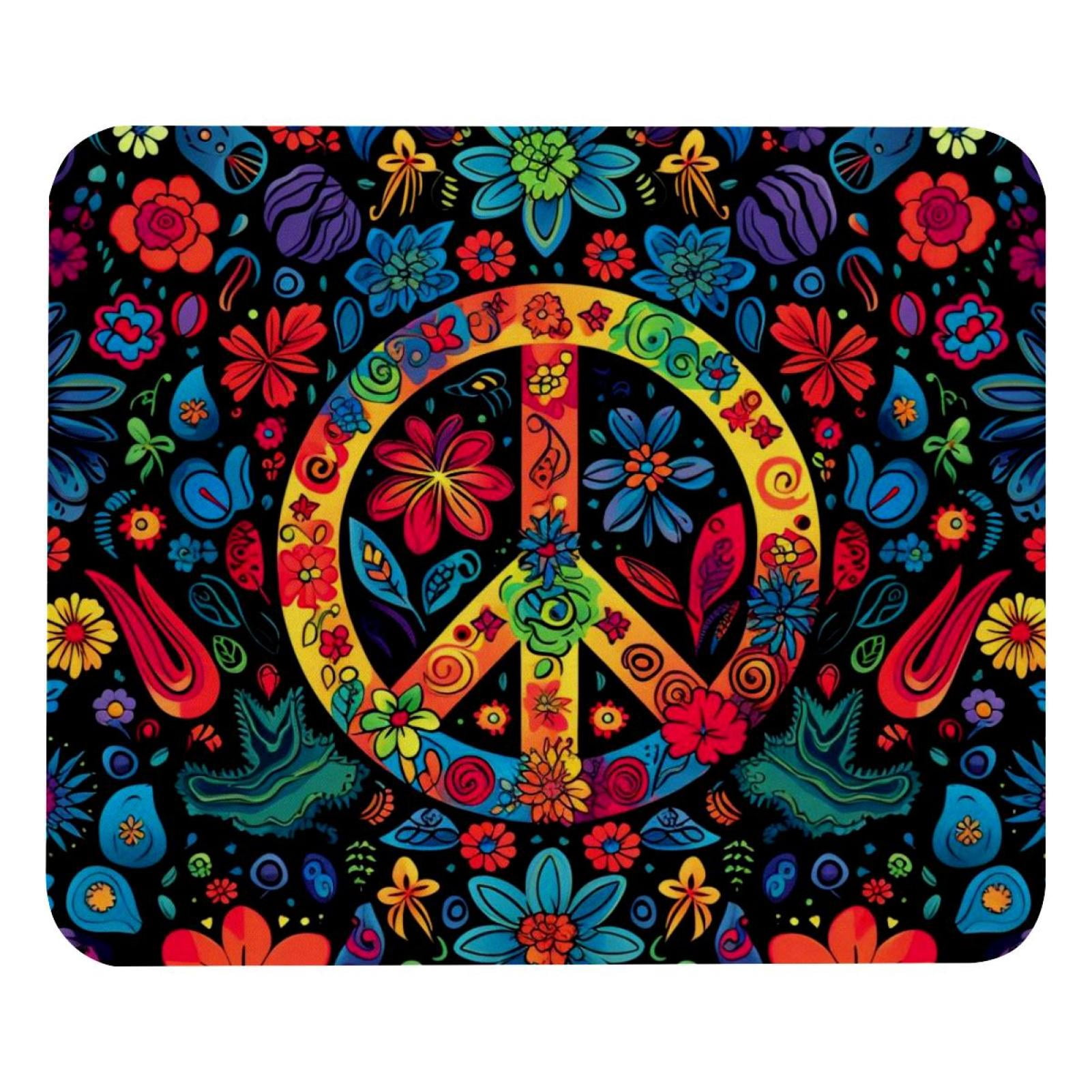 Peace Sign 8.3x9.8 Inch Square Desk Mat with Non-Slip Rubber Bottom for ...
