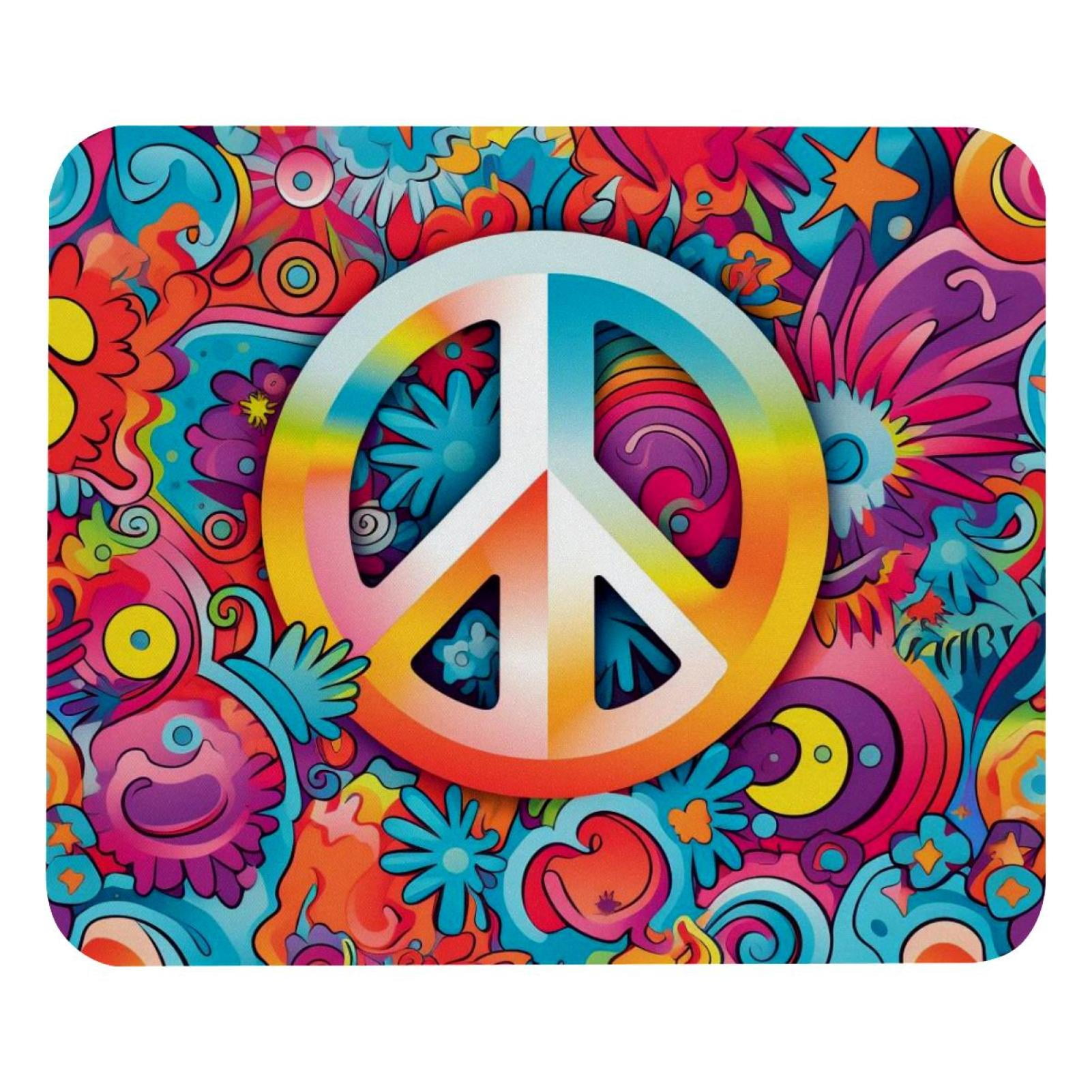 Peace Sign 8.3x9.8 Inch Square Non-Slip Rubber Bottom Mouse Pad, Desk ...