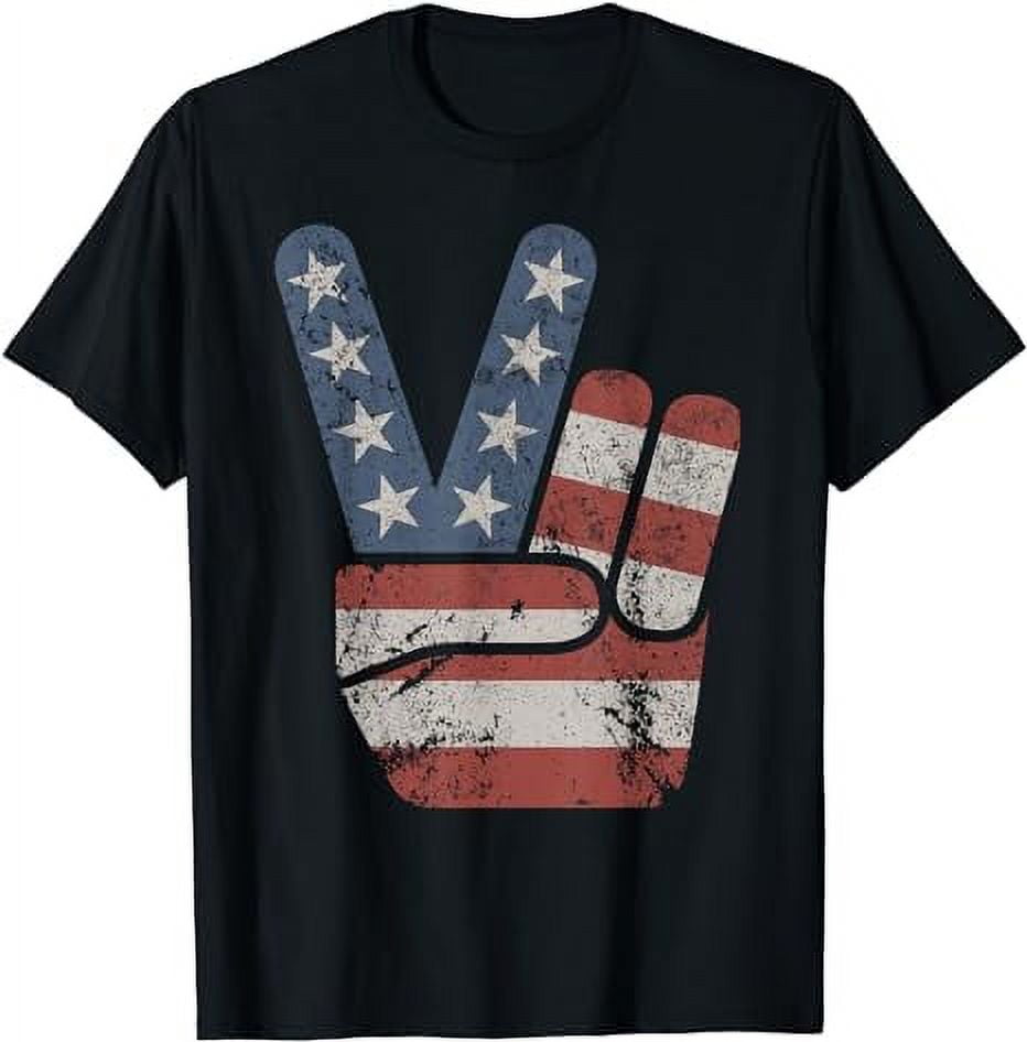 Peace Sign American Flag Vintage USA T-Shirt - Walmart.com