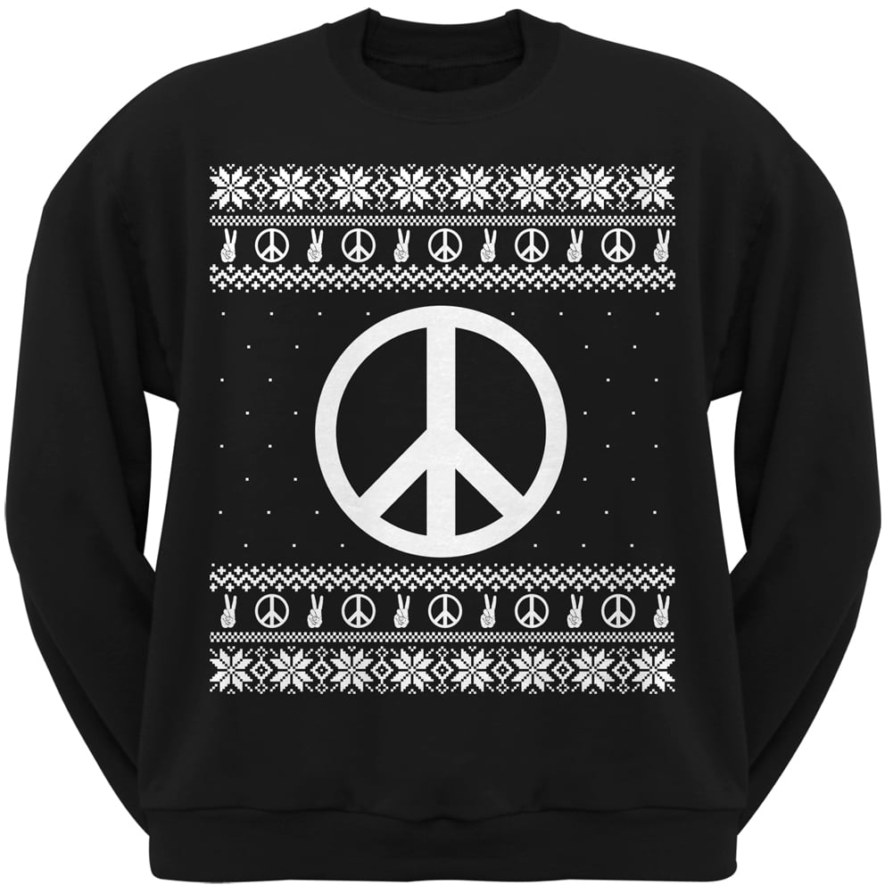 Peace Sign Black Adult Crew Neck Sweatshirt - Walmart.com