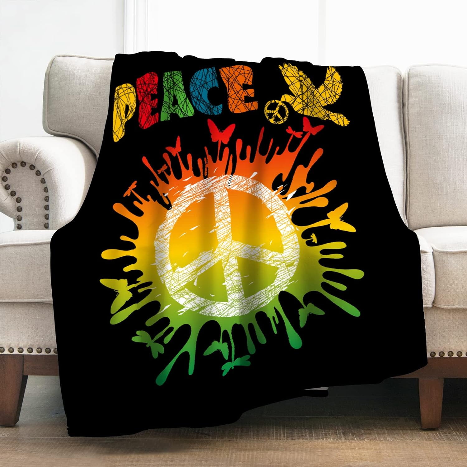 Peace Sign Blanket Gifts for Boys Girls Women, Colorful Peace Symbol ...