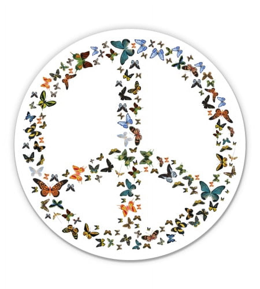 Peace Sign Butterflies - 5" Vinyl Sticker - For Car Laptop I-Pad ...