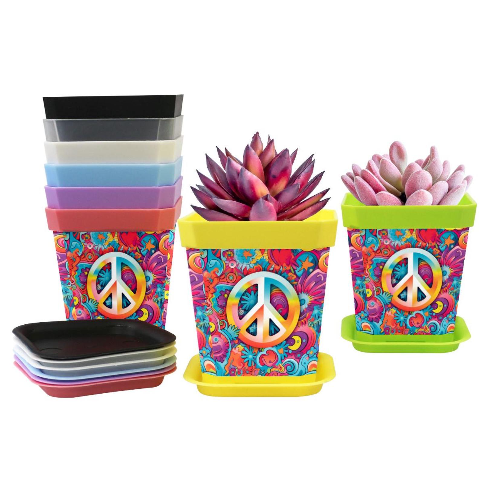 Peace Sign Caribbean Planter 8PCS - Lightweight Indoor Outdoor 8 ...