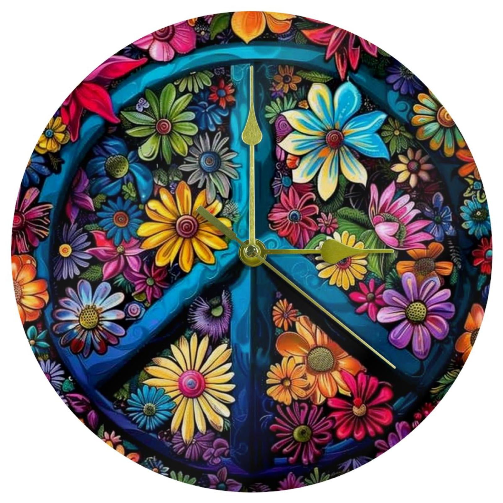 Peace Sign Circular Acrylic Wall Clock - Contemporary Design with ...