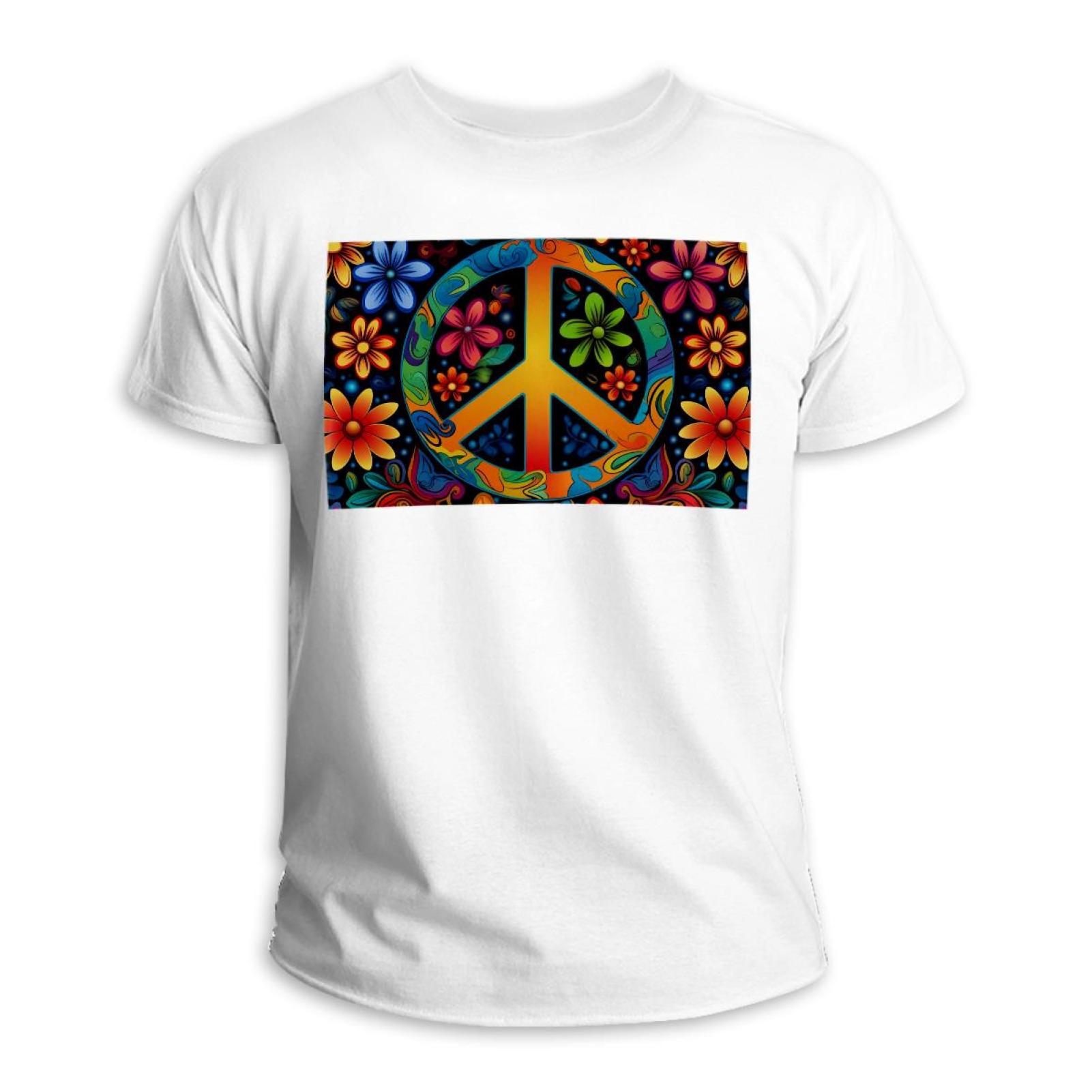 Peace Sign Classic White Cotton T-Shirt | 100% Cotton Men's Tee Shirt ...
