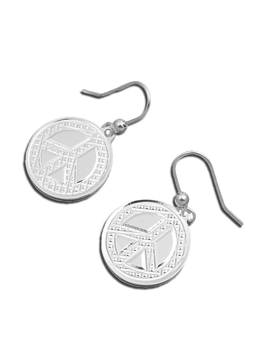 Peace Sign Coin Dangle Earrings Sterling Silver - Walmart.com