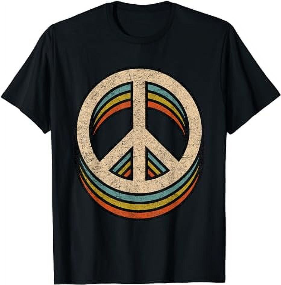 Peace Sign Cool Vintage 60s 70s 80s Women Men Casual Graphic T-Shirt ...
