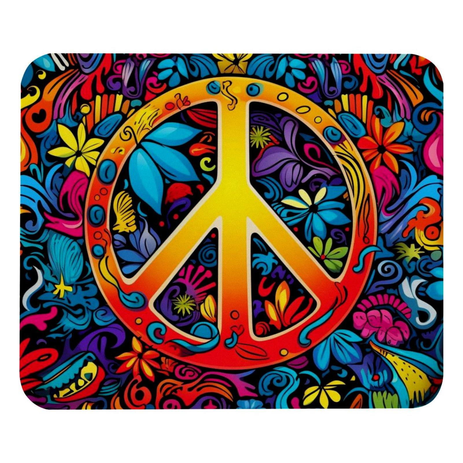 Peace Sign Desk Pad Mouse Mat Desk Mat - Square 8.3x9.8 Inch Non-Slip ...
