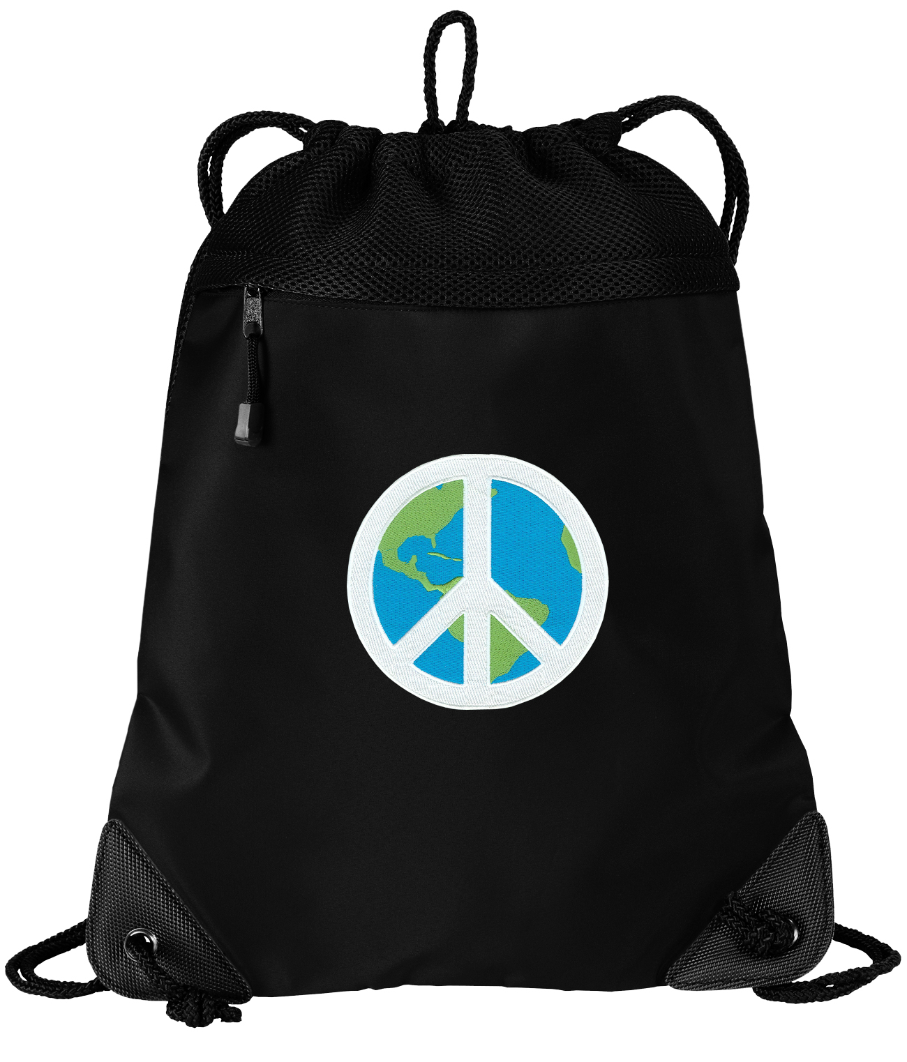 Peace Sign Drawstring Bag TWO SECTION World Peace Cinch Pack Backpack ...