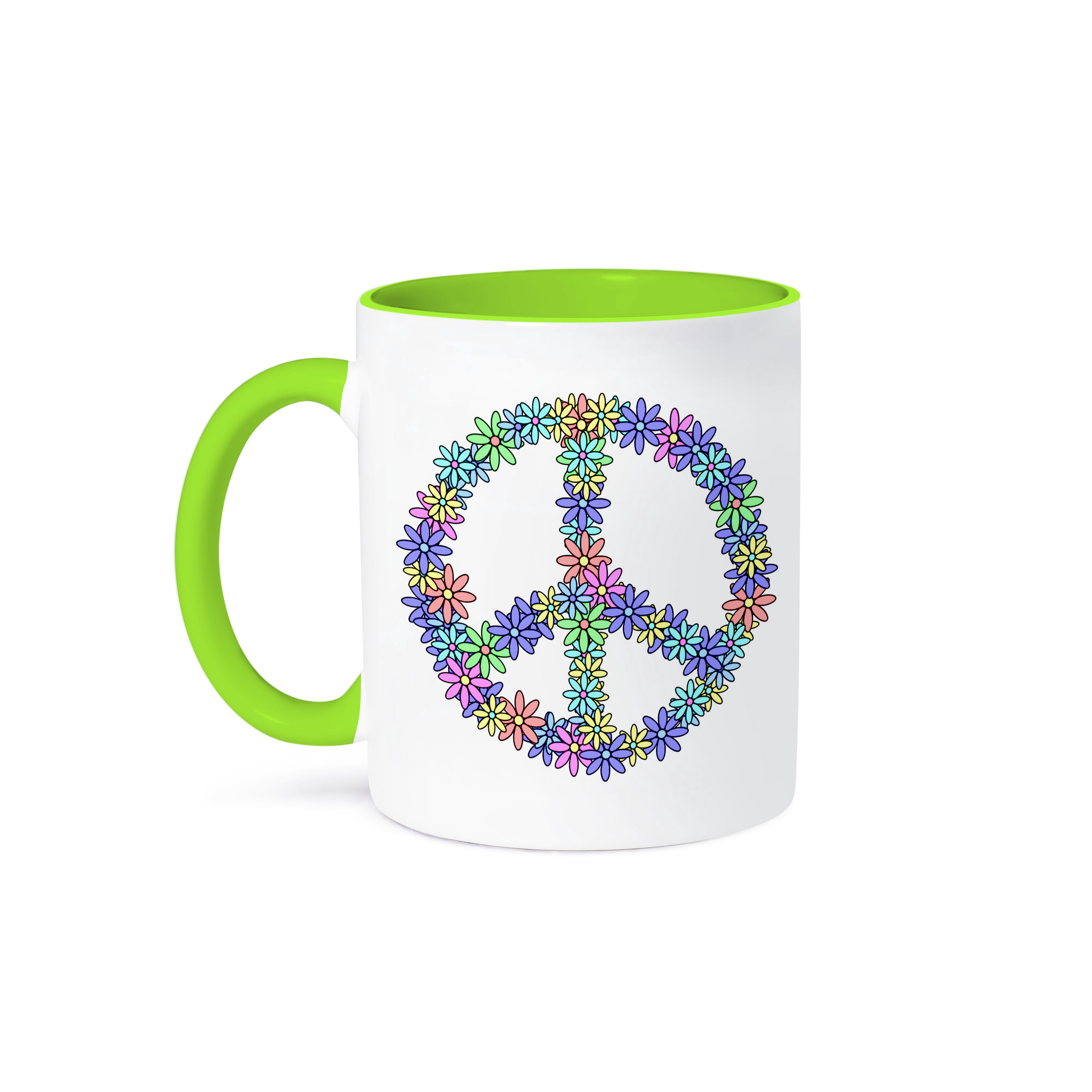 3dRose, Peace Sign Flower Power Design Pastel Rainbow, 11oz Two-Tone ...