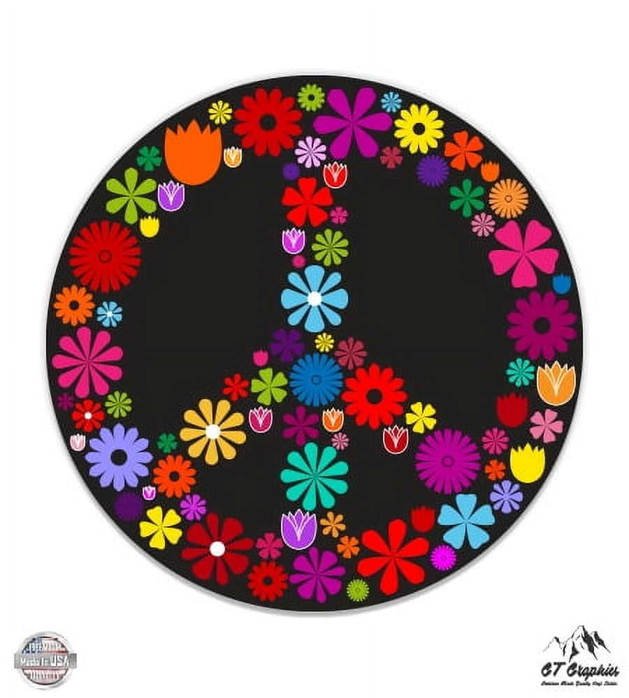 Peace Sign Flowers - 3" Vinyl Sticker - For Car Laptop I-Pad Phone ...
