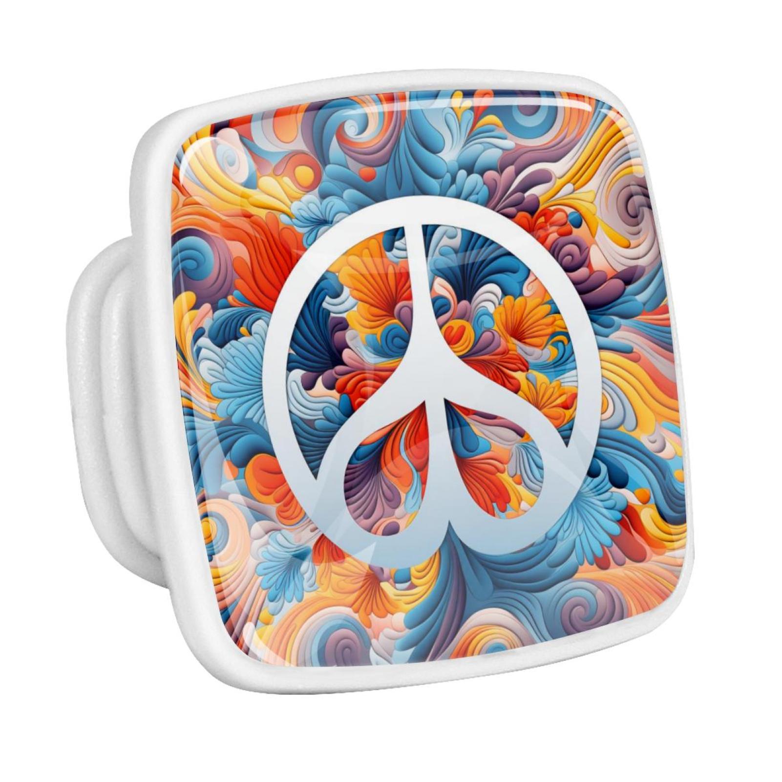 Peace Sign Fluorescent Drawer Pulls with Screws Square 4-Pack Glow Dark ...