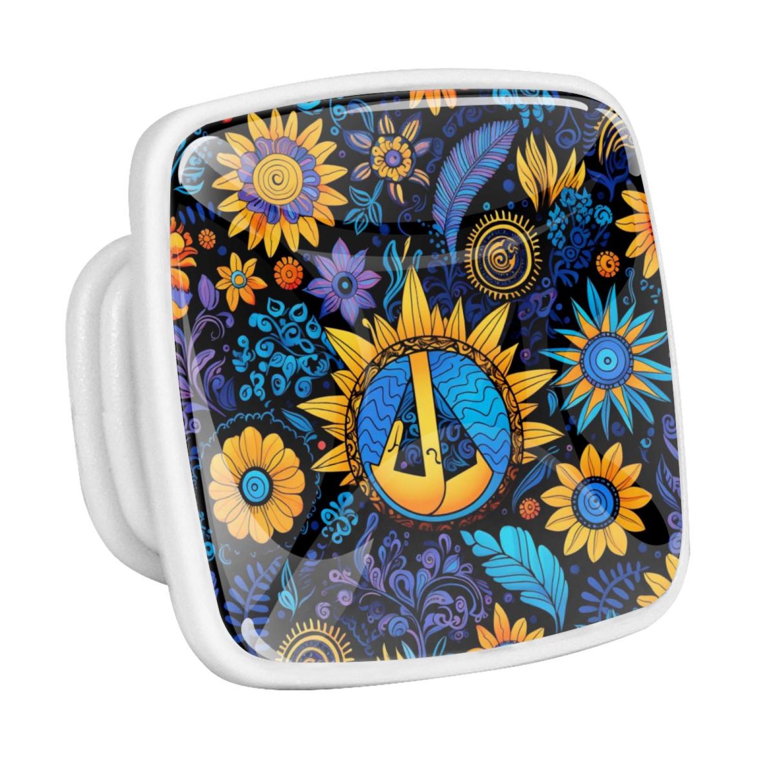 Peace Sign Fluorescent Drawer Pulls with Screws Square 4-Pack Glow Dark ...