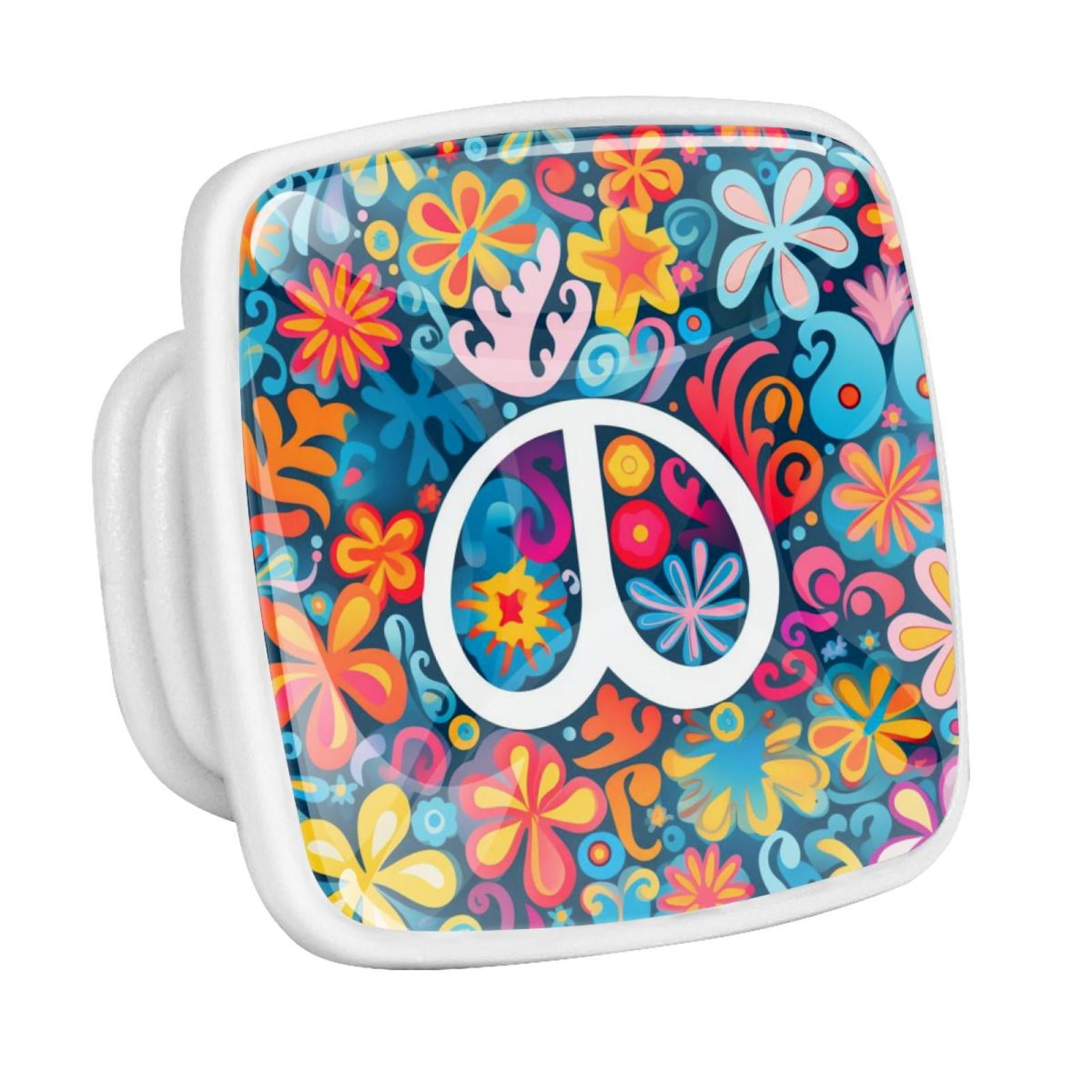 Peace Sign Fluorescent Drawer Pulls with Screws Square 4-Pack Glow Dark ...